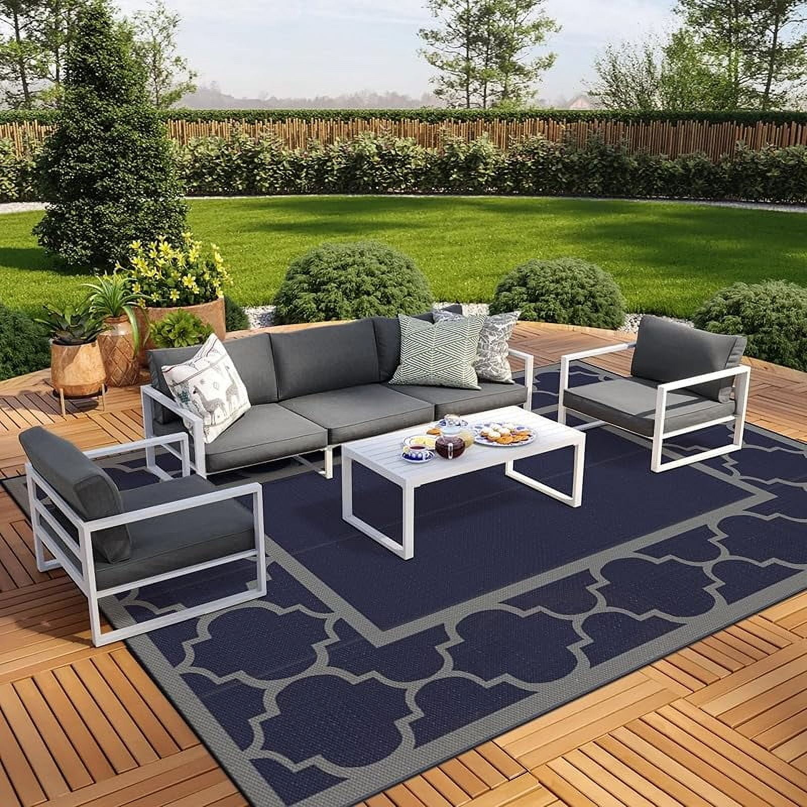 GENIMO 5' x 8' Outdoor Rug Waterproof for Patio Decor, Foldable ...