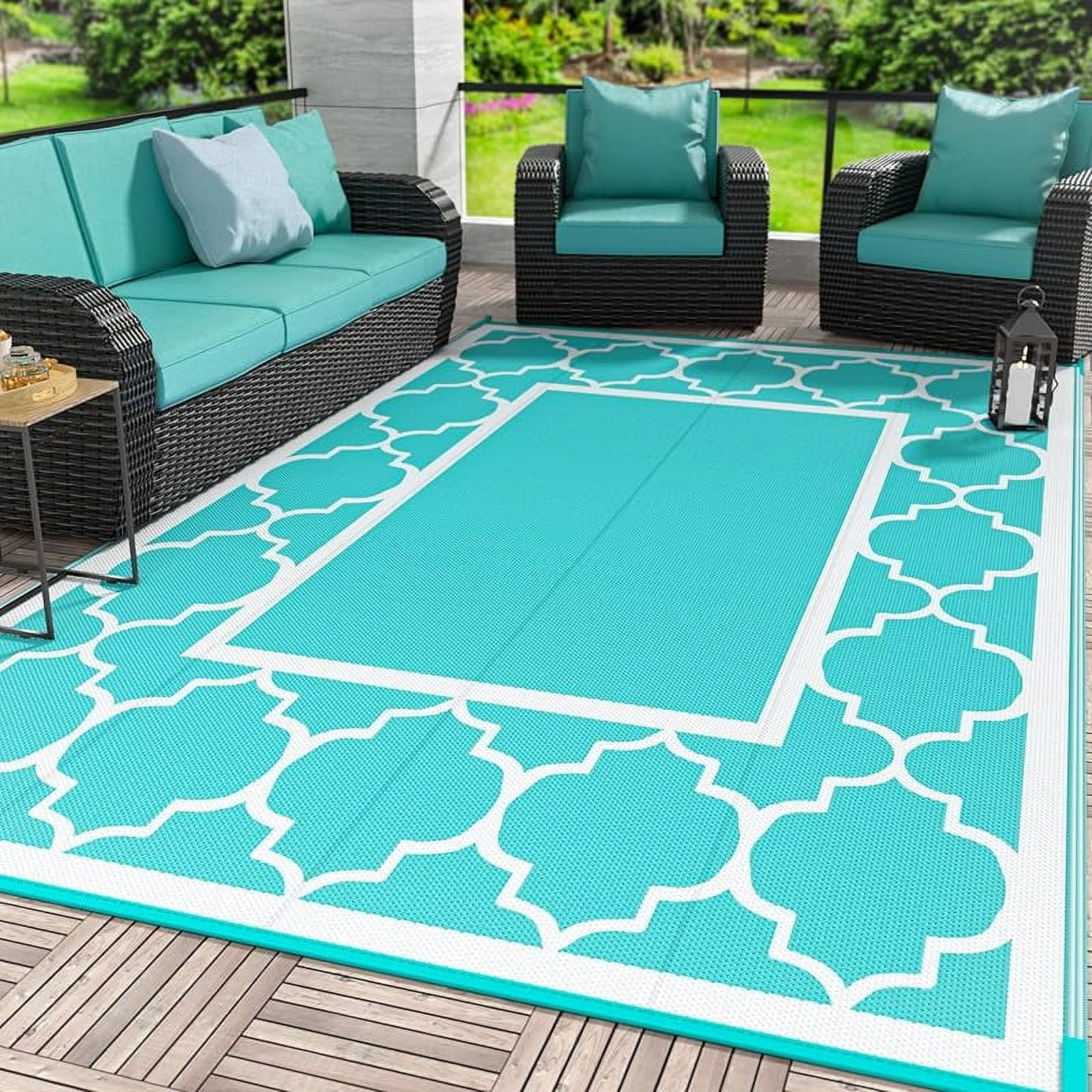 GENIMO 5' x 8' Outdoor Rug Waterproof for Patio Decor, Foldable ...