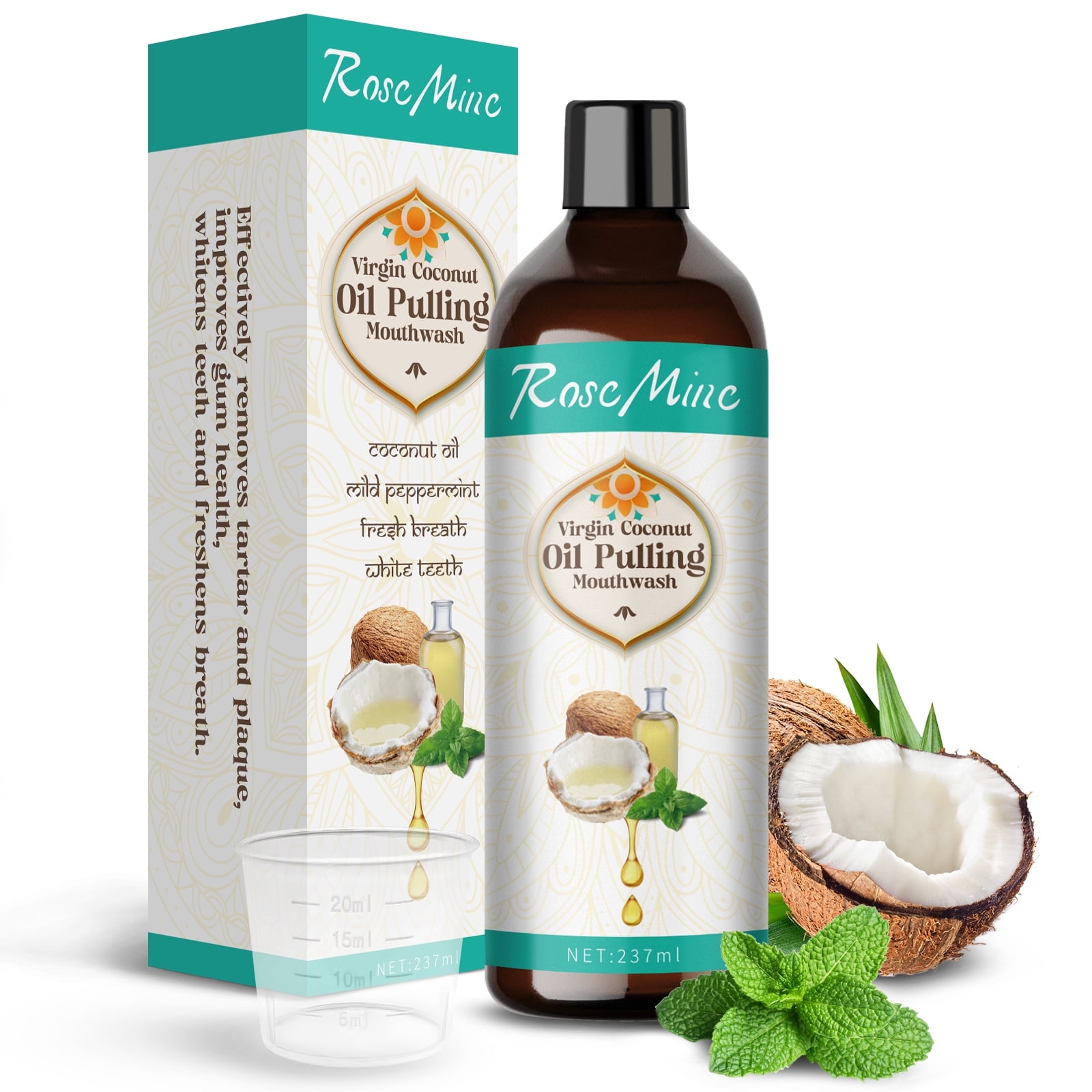 Genkent Coconut Oil Pulling Mouthwash, 8 Fl Oz, Peppermint, Gum and ...