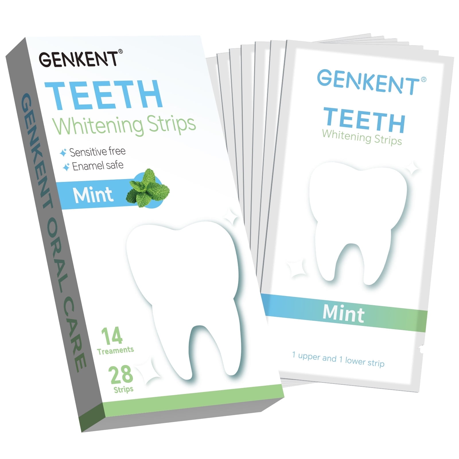 GENKENT Teeth Whitening Strips, 28 Strips Non-Sensitive Teeth Whitening ...