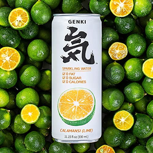GENKI FOREST Sparkling Water Calamansi(Lime) 11.15 fl. oz Can (Pack of ...