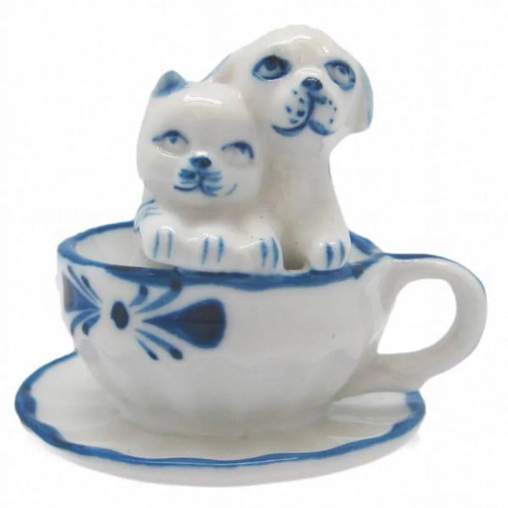 GENL Porcelain Porcelain Delft Dog In Cup and Ceramic Material ...
