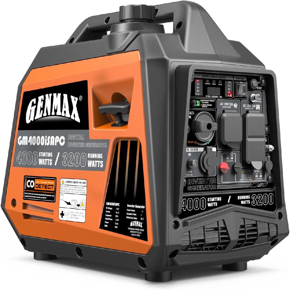 GENMAX GM4000iSAPC Generator - 3200 Running Watts / 4000 Peak Watts ...