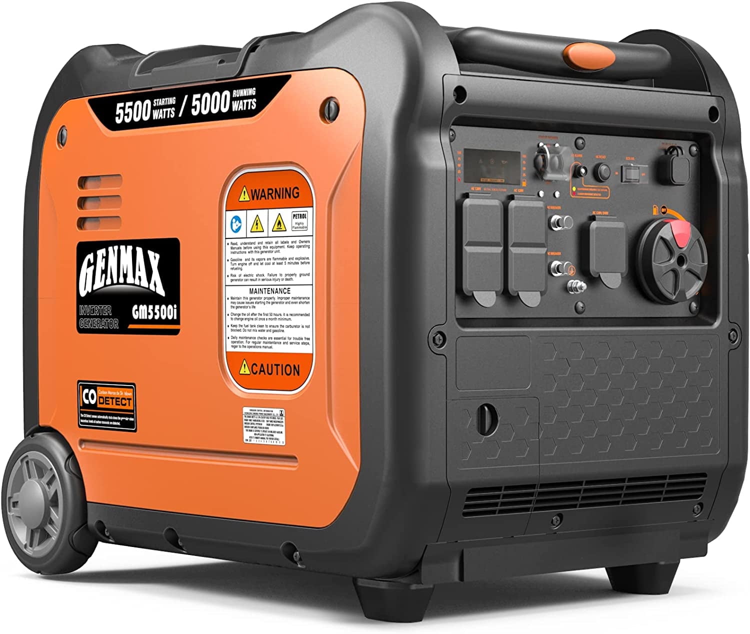 GENMAX 5500W Portable Inverter Generator, Ultra-Quiet, Electric Start ...
