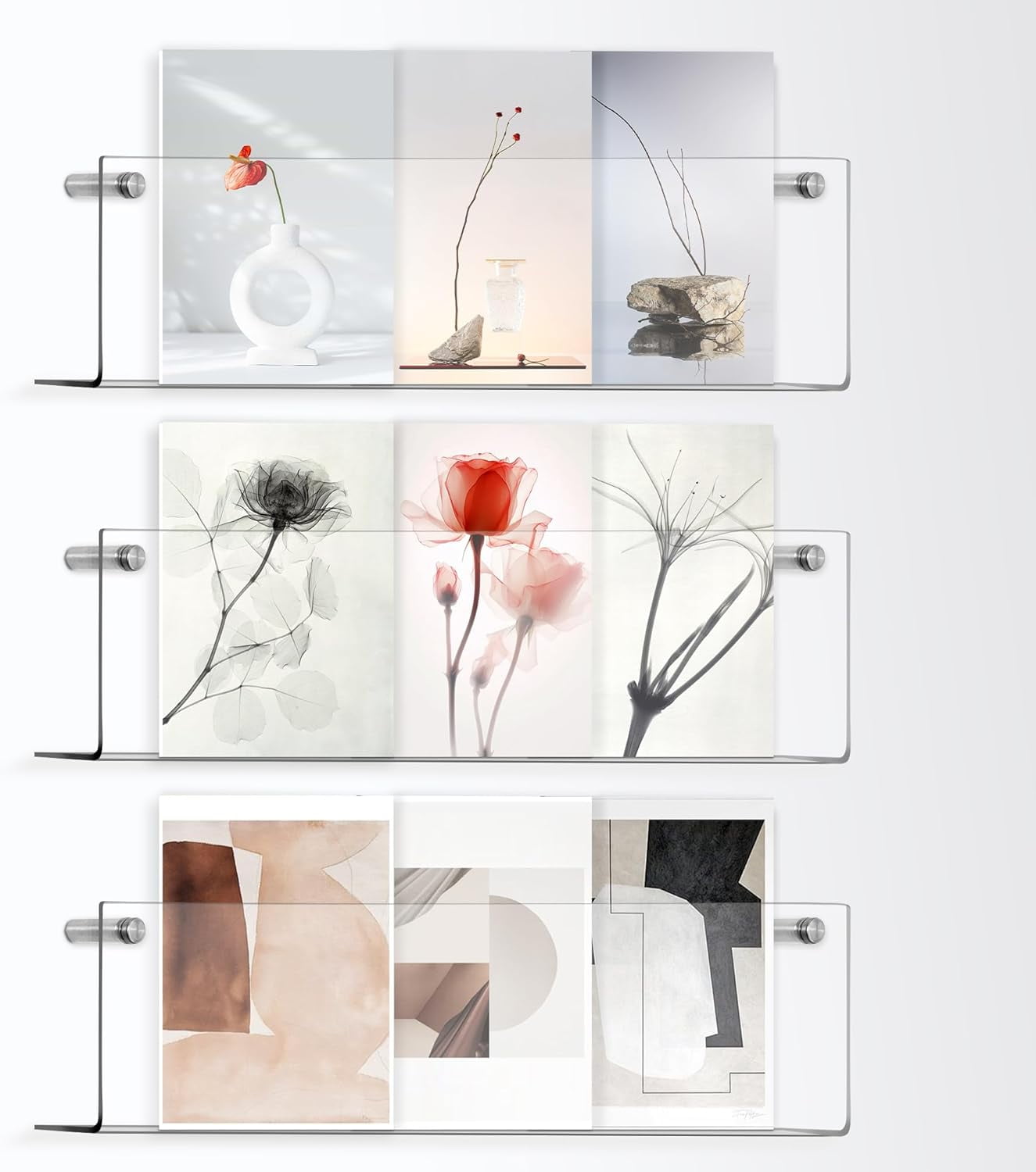 GENMOUS 3 Pack Clear Acrylic Magazine Holder - Wall Mount Hanging ...