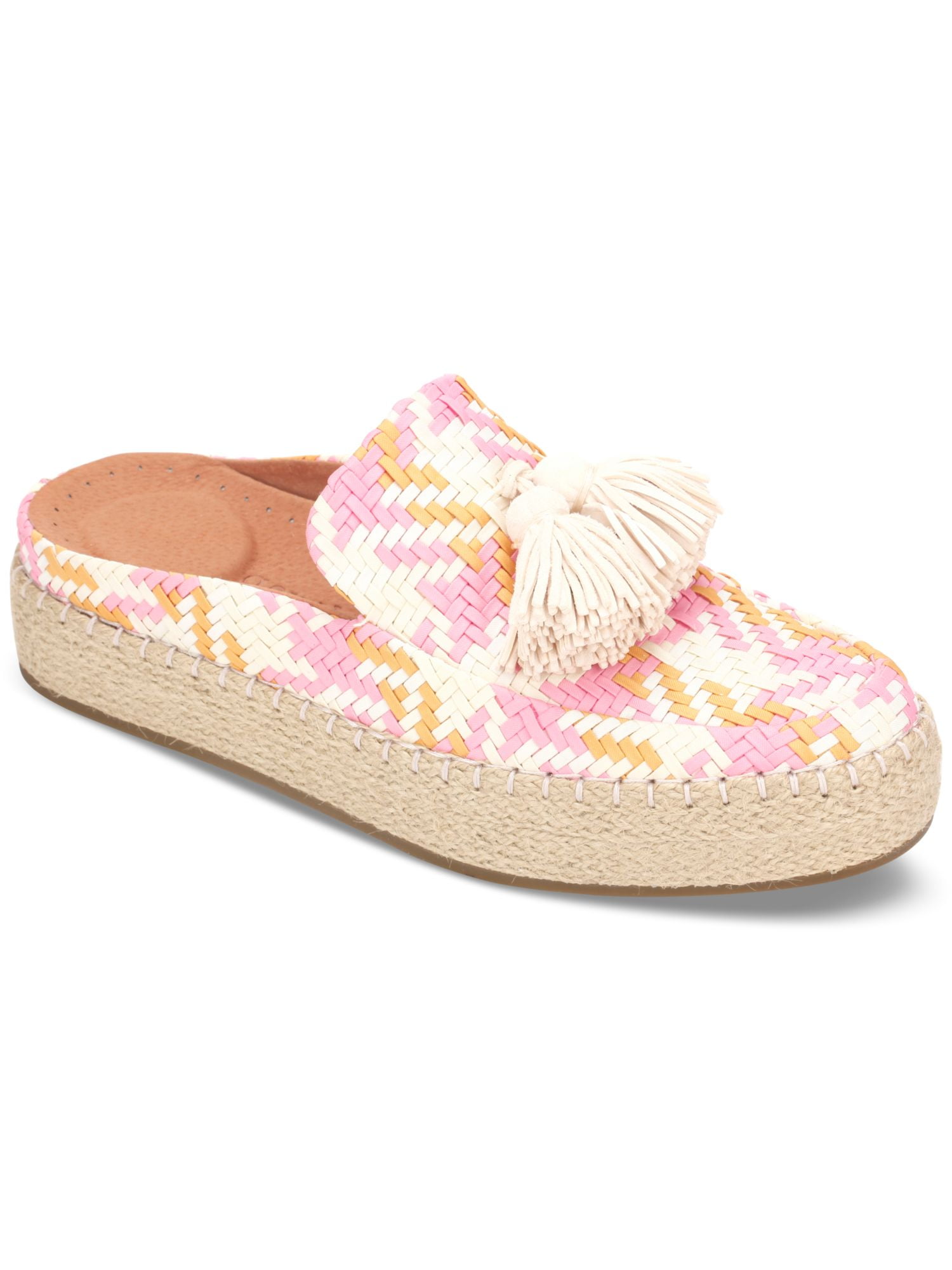 GENTLE SOULS KENNETH COLE Womens Pink Patterned Padded Tasseled Woven ...