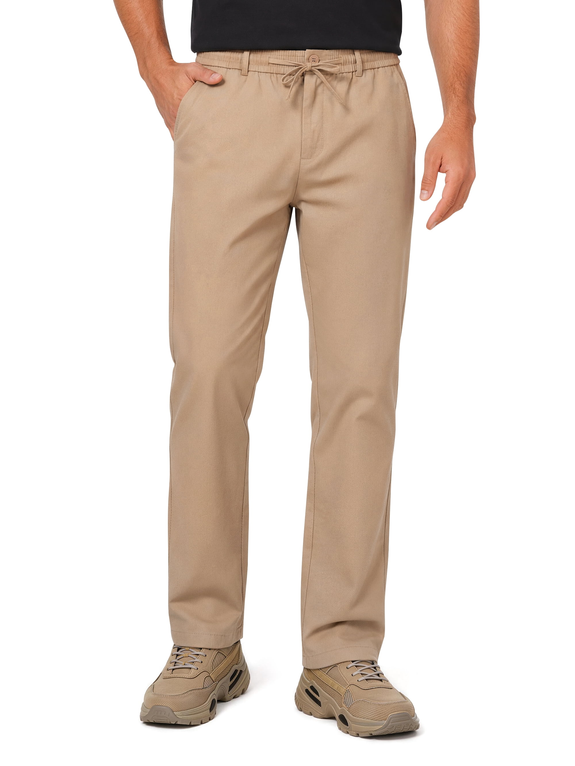GENTS BLISS Men Dress Pants Elastic Waist Drawstring Cotton Pants for ...