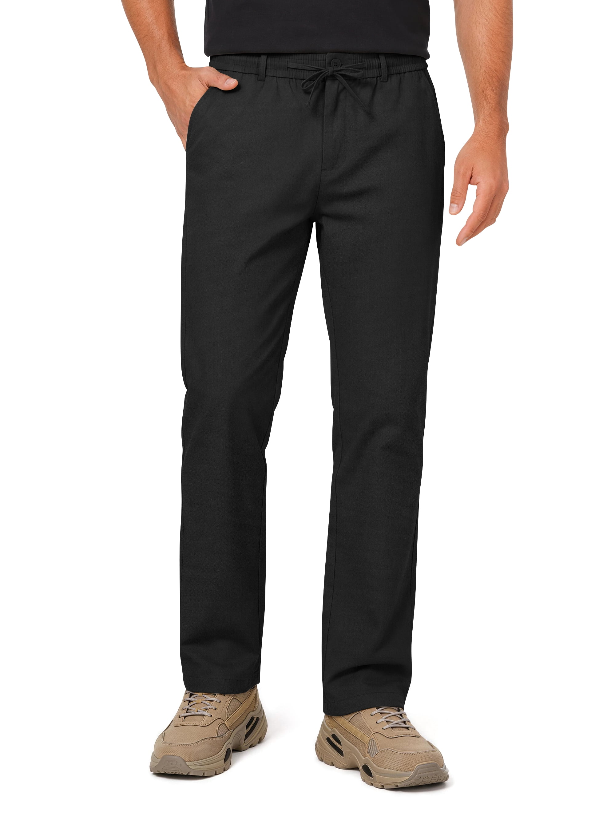 GENTS BLISS Men Dress Pants Elastic Waist Drawstring Cotton Pants for ...