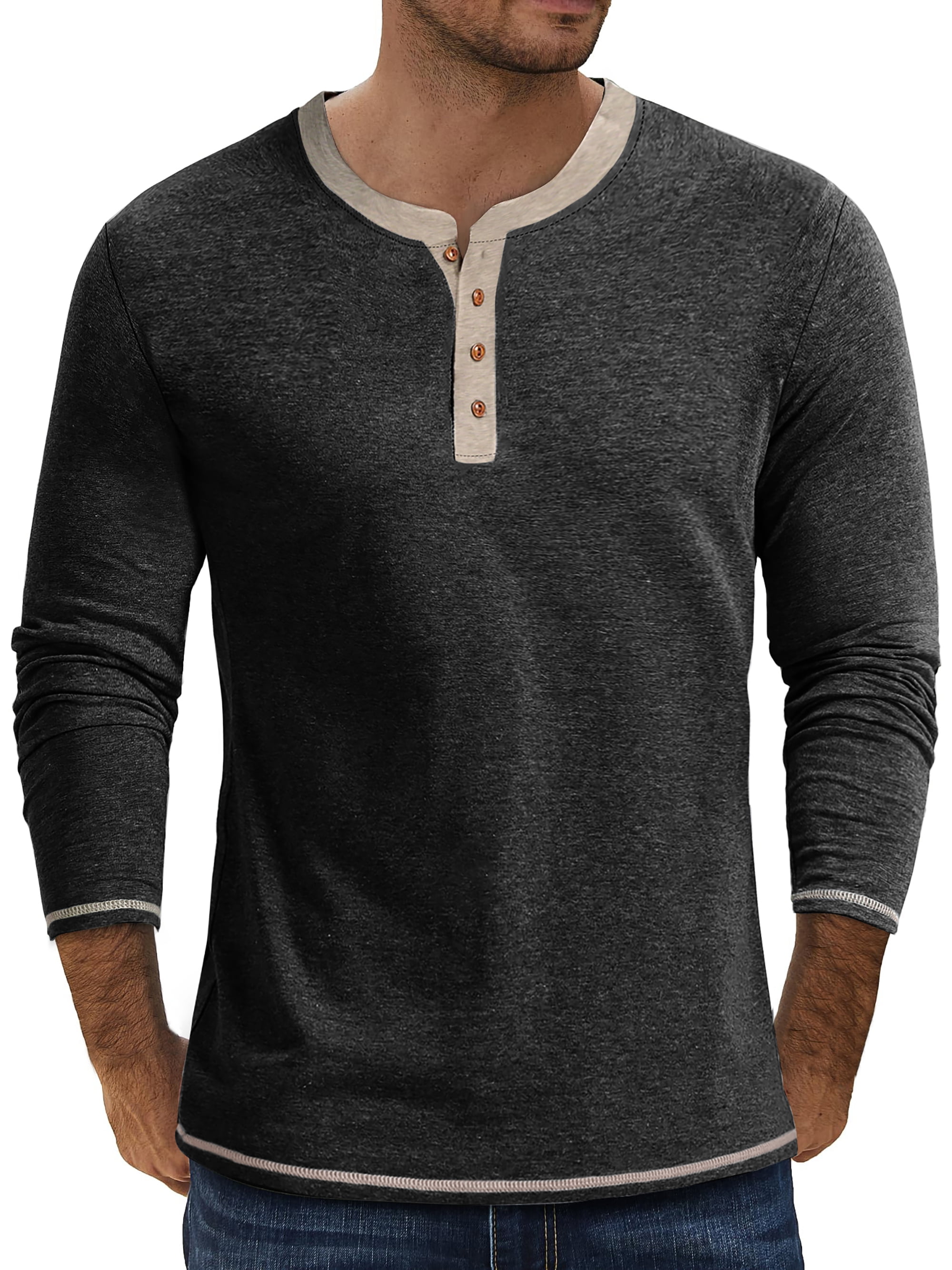 GENTS BLISS Crew Neck Henley Men Shirts Long Sleeve Shirts for Men ...