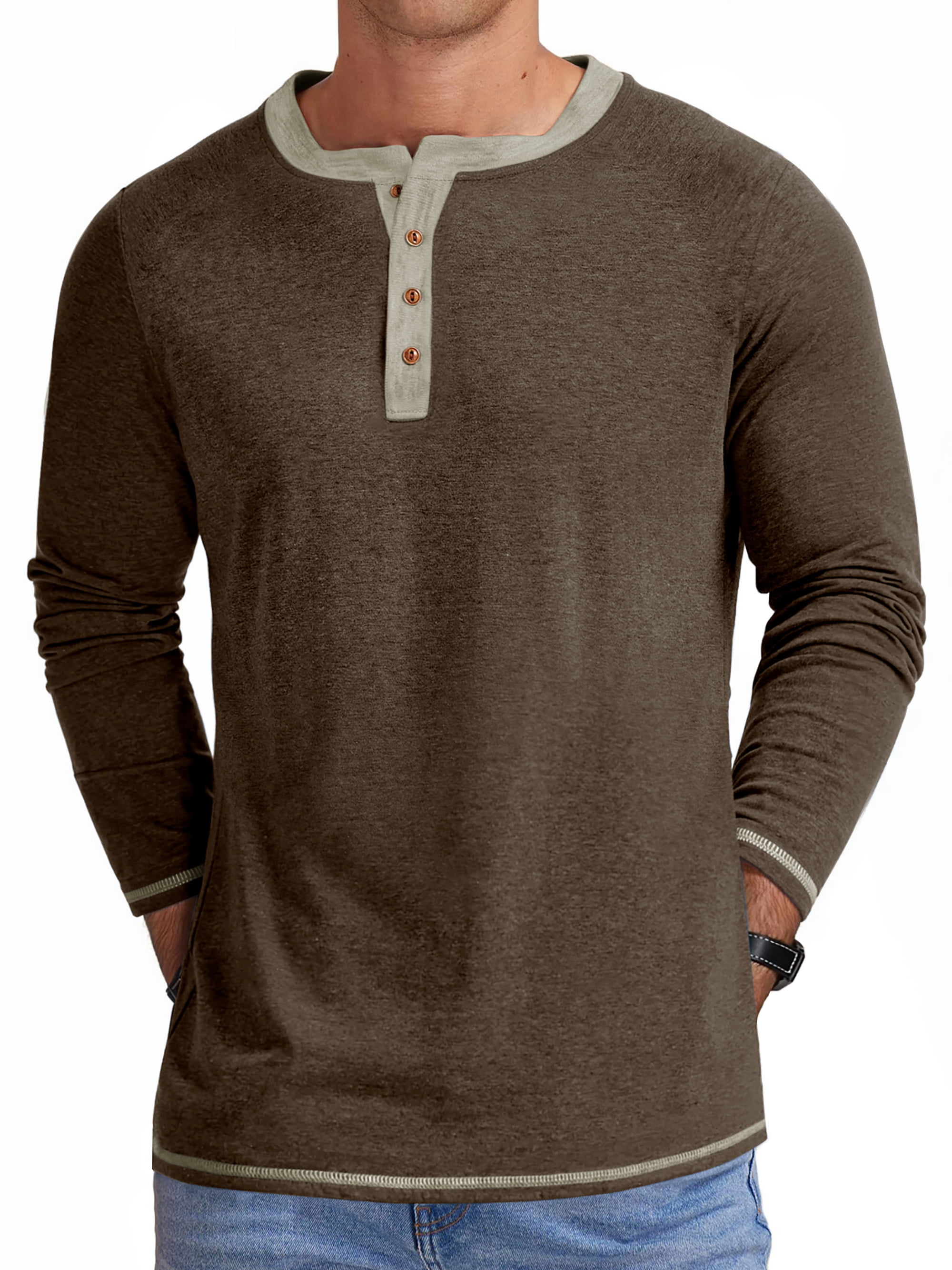 GENTS BLISS Crew Neck Henley Men Shirts Long Sleeve Shirts for Men ...