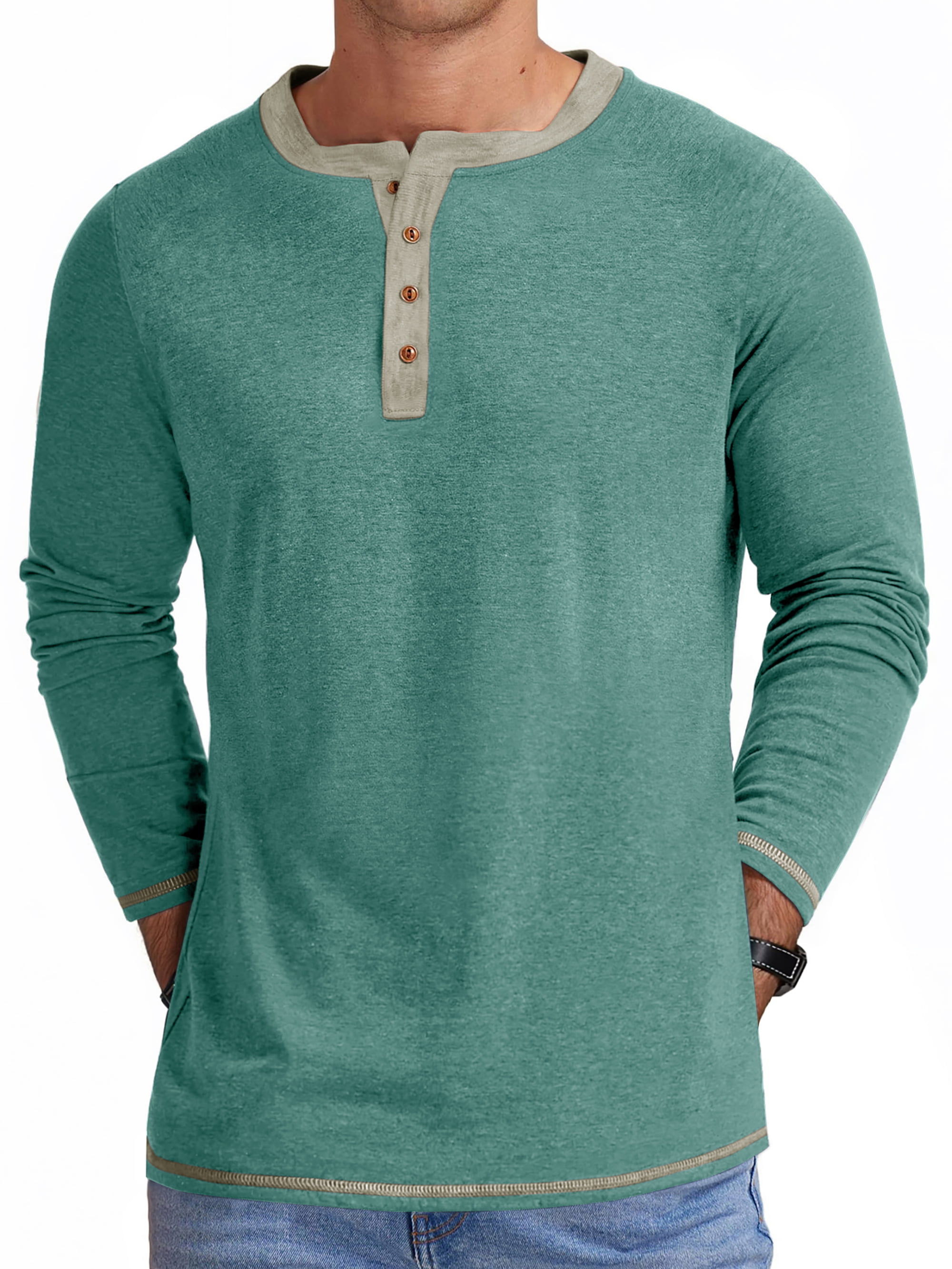 GENTS BLISS Crew Neck Henley Men Shirts Long Sleeve Shirts for Men ...