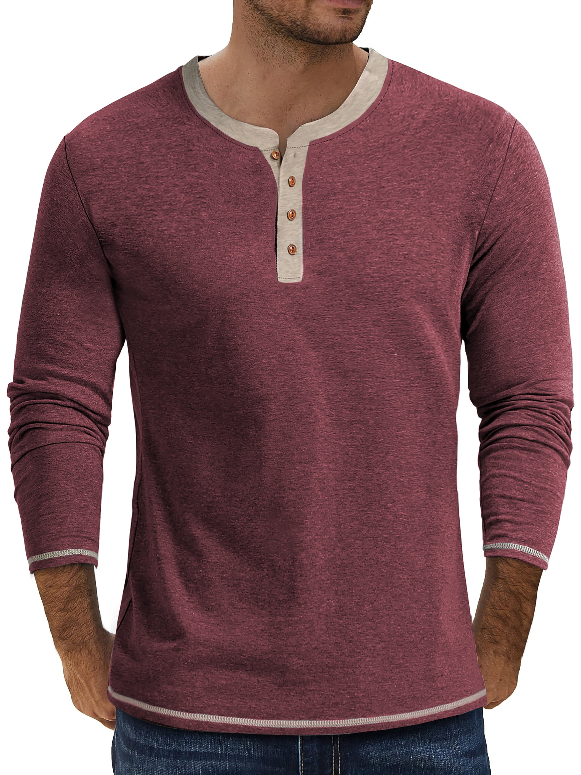 GENTS BLISS Crew Neck Henley Men Shirts Long Sleeve Shirts for Men ...