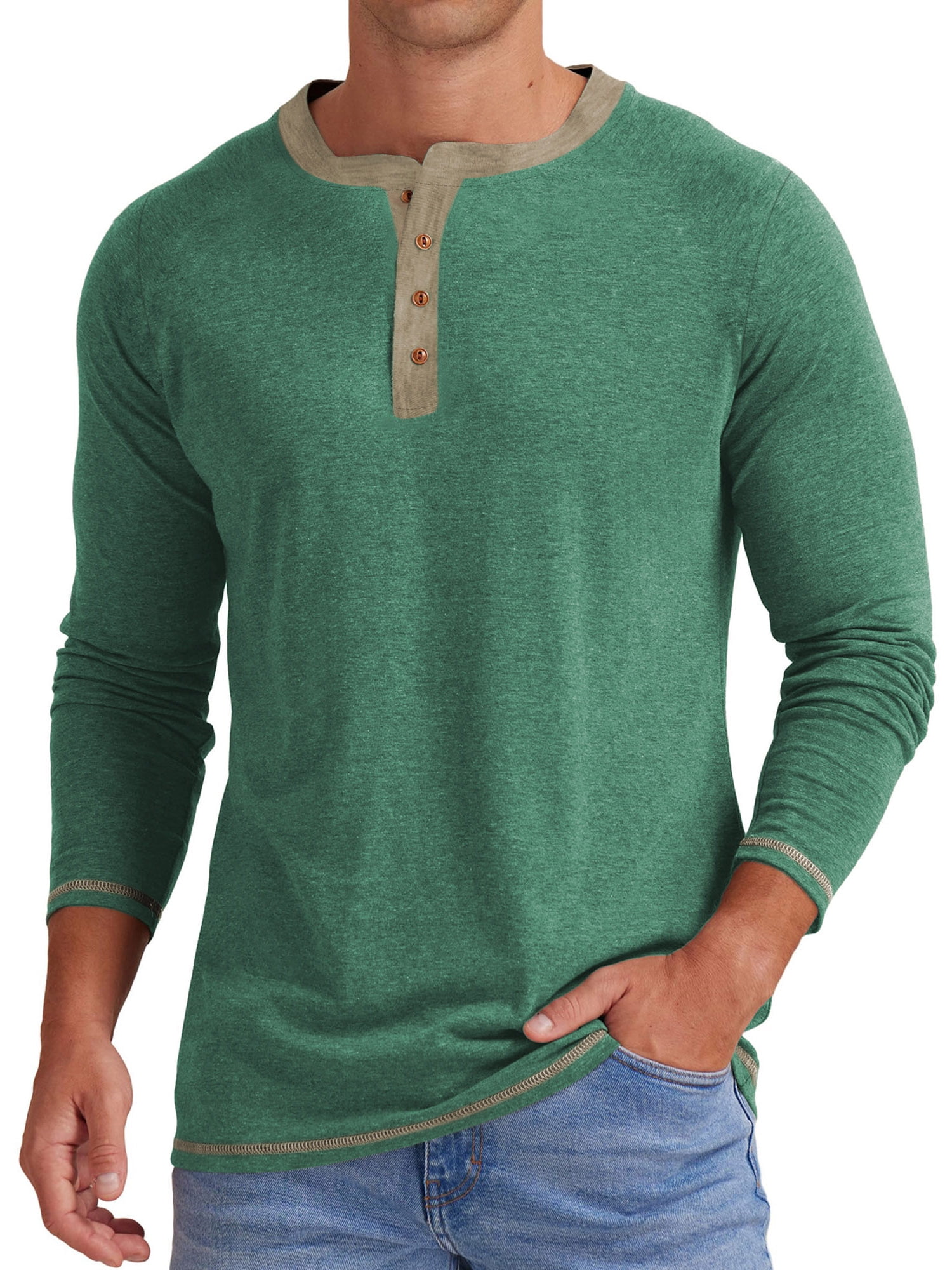 GENTS BLISS Crew Neck Henley Men Shirts Long Sleeve Shirts for Men ...