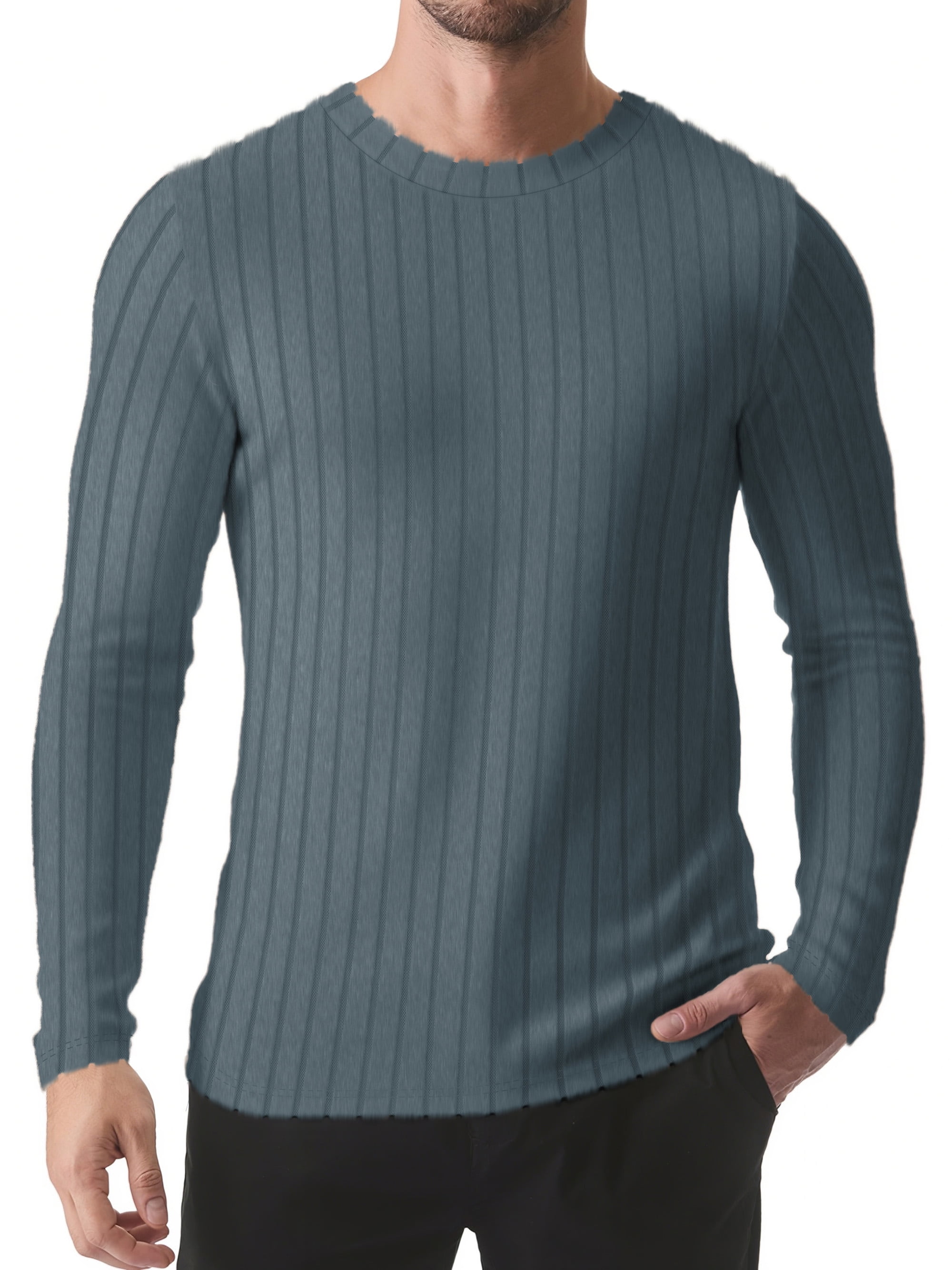 GENTS BLISS Crew Neck Mens Shirts Casual Long Sleeve T shirts for Men ...