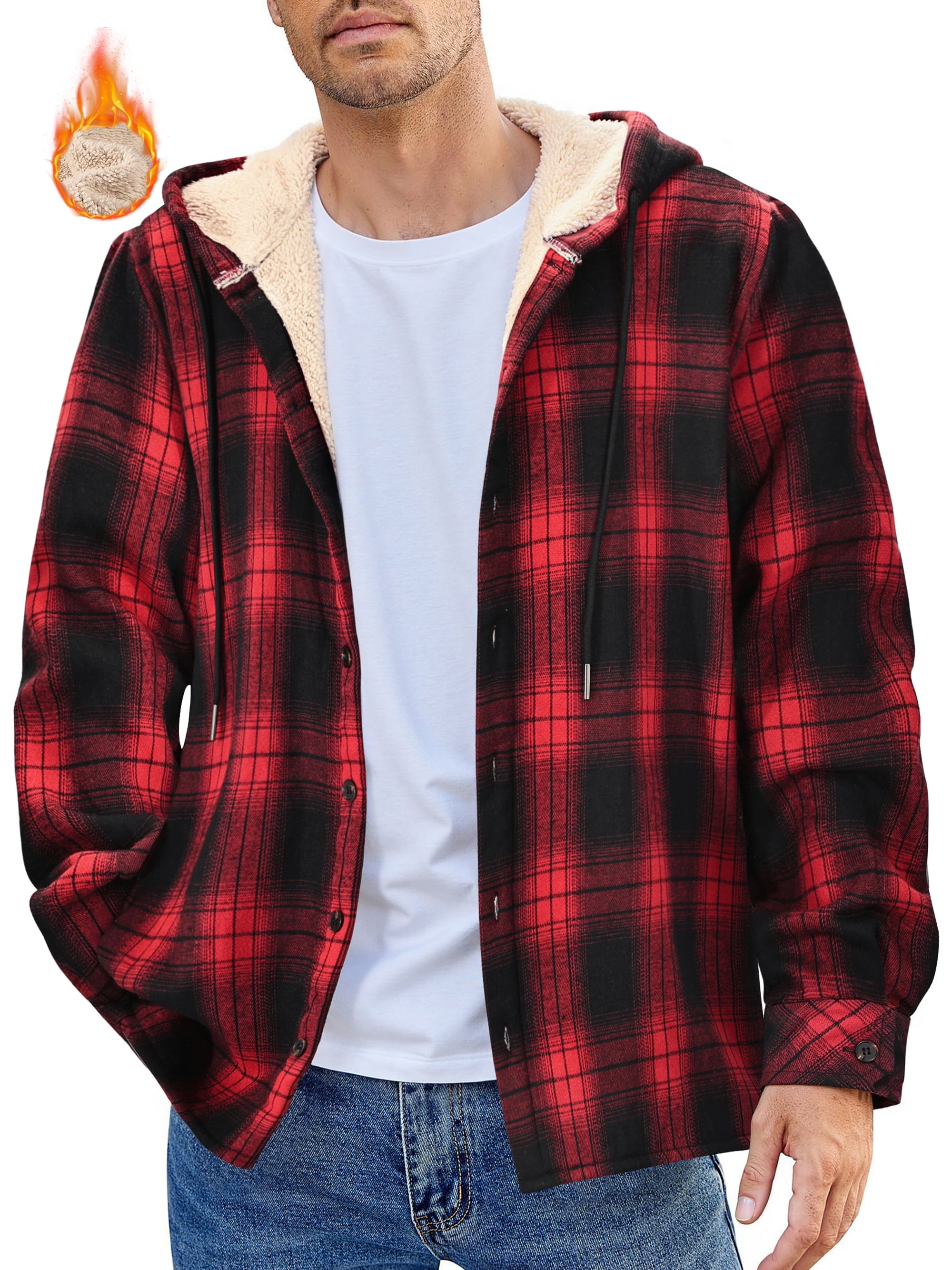 GENTS BLISS Flannel Shirts for Men Plaid Button Up Men Shirts Fleece ...