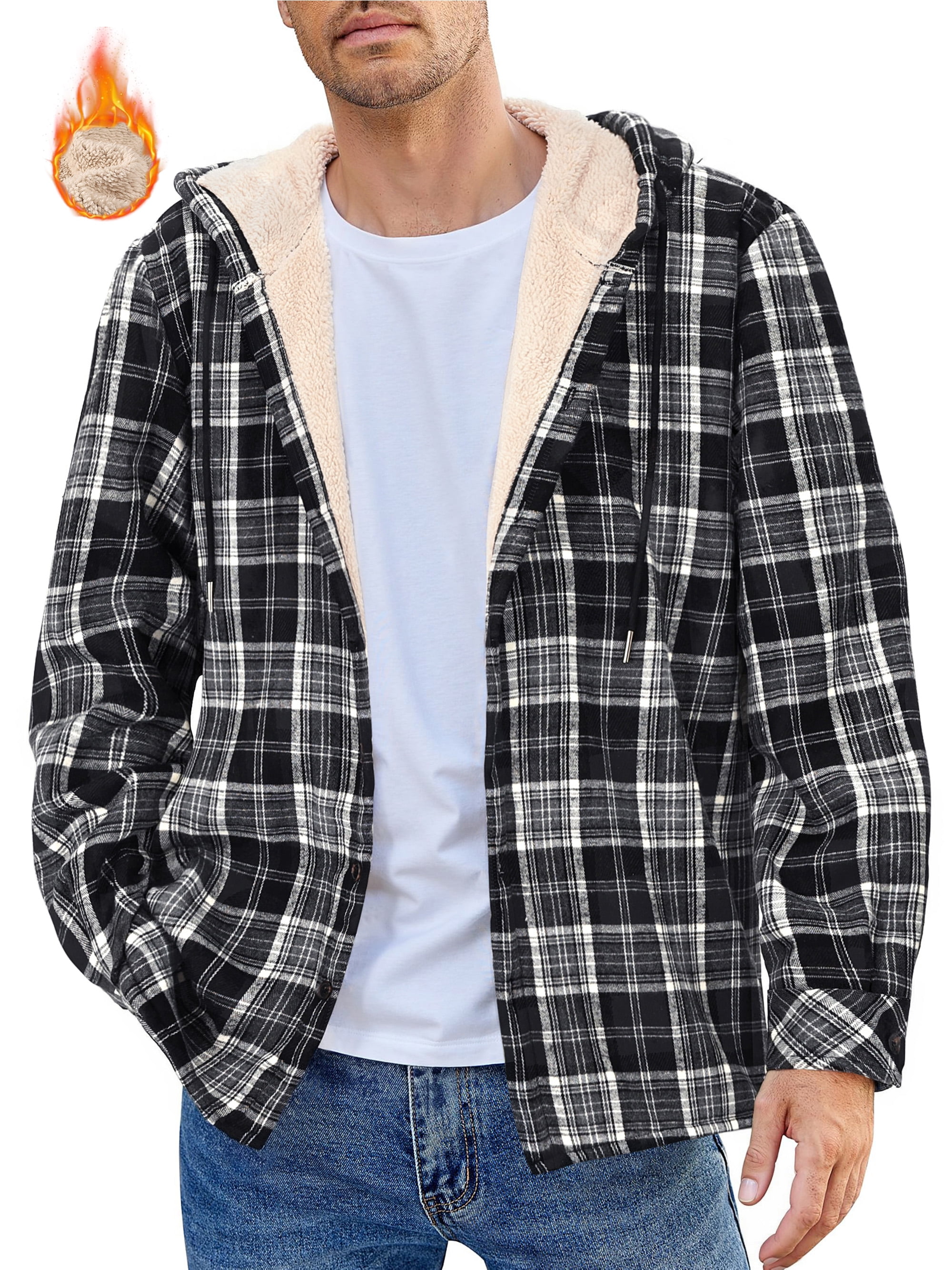 GENTS BLISS Flannel Shirts for Men Plaid Button Up Men Shirts Fleece ...