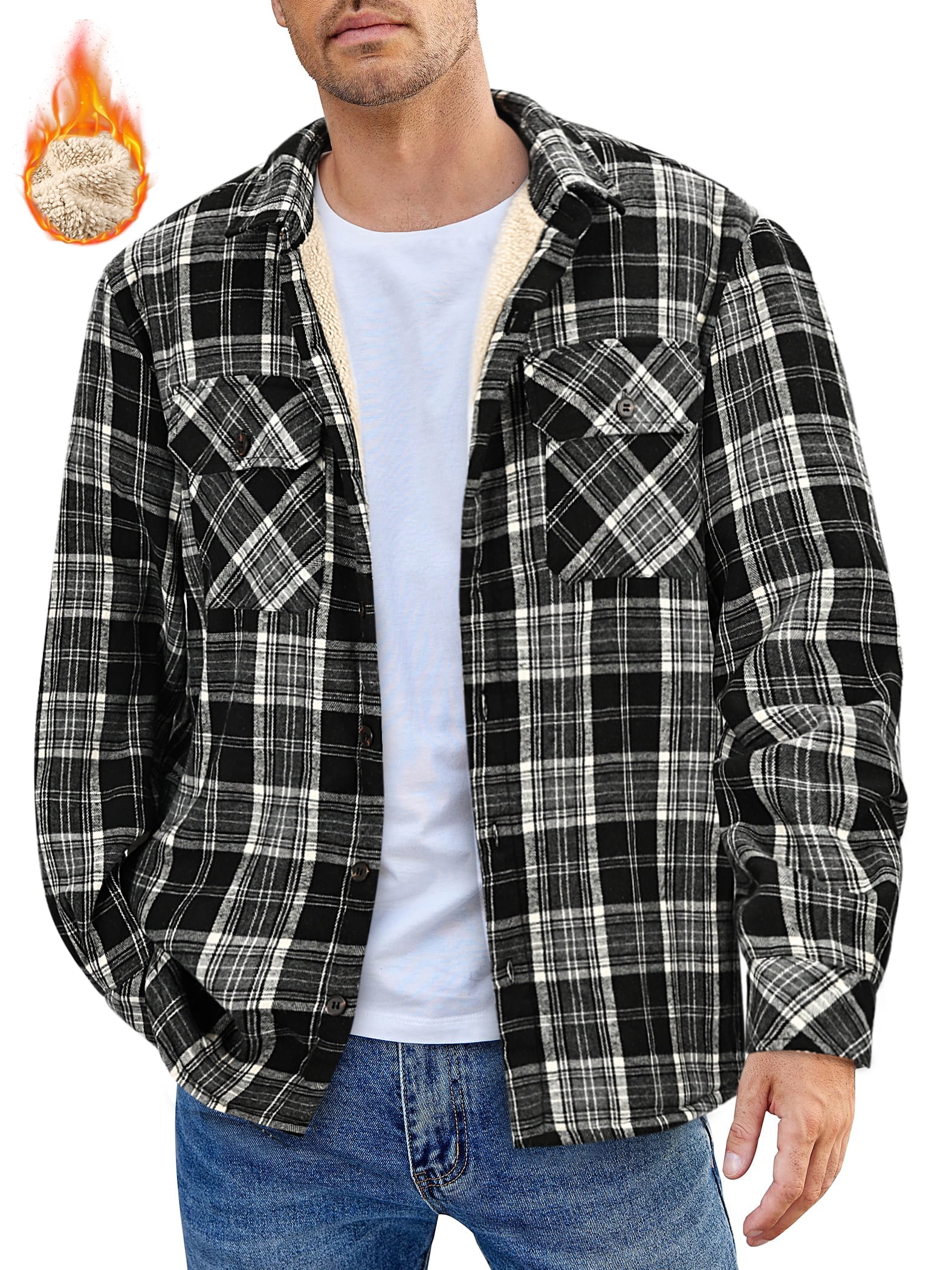 GENTS BLISS Flannel Shirts for Men Plaid Button Up Men Shirts Fleece ...