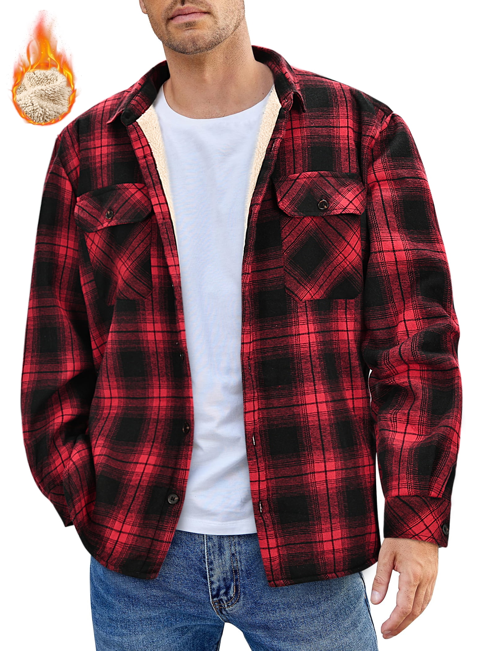 GENTS BLISS Flannel Shirts for Men Plaid Button Up Men Shirts Fleece ...
