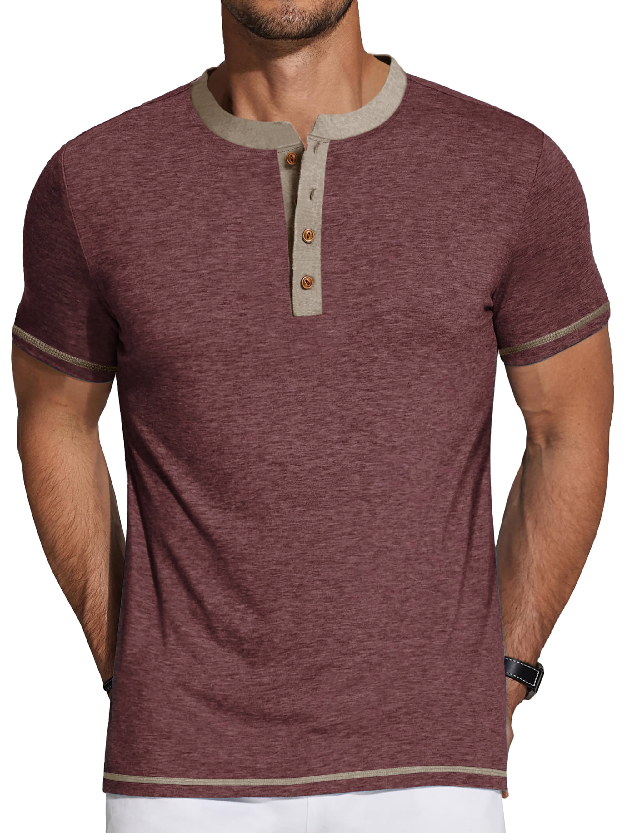 Gents Bliss Henley Men Shirts, Short Sleeve Crew Neck Color Block T ...