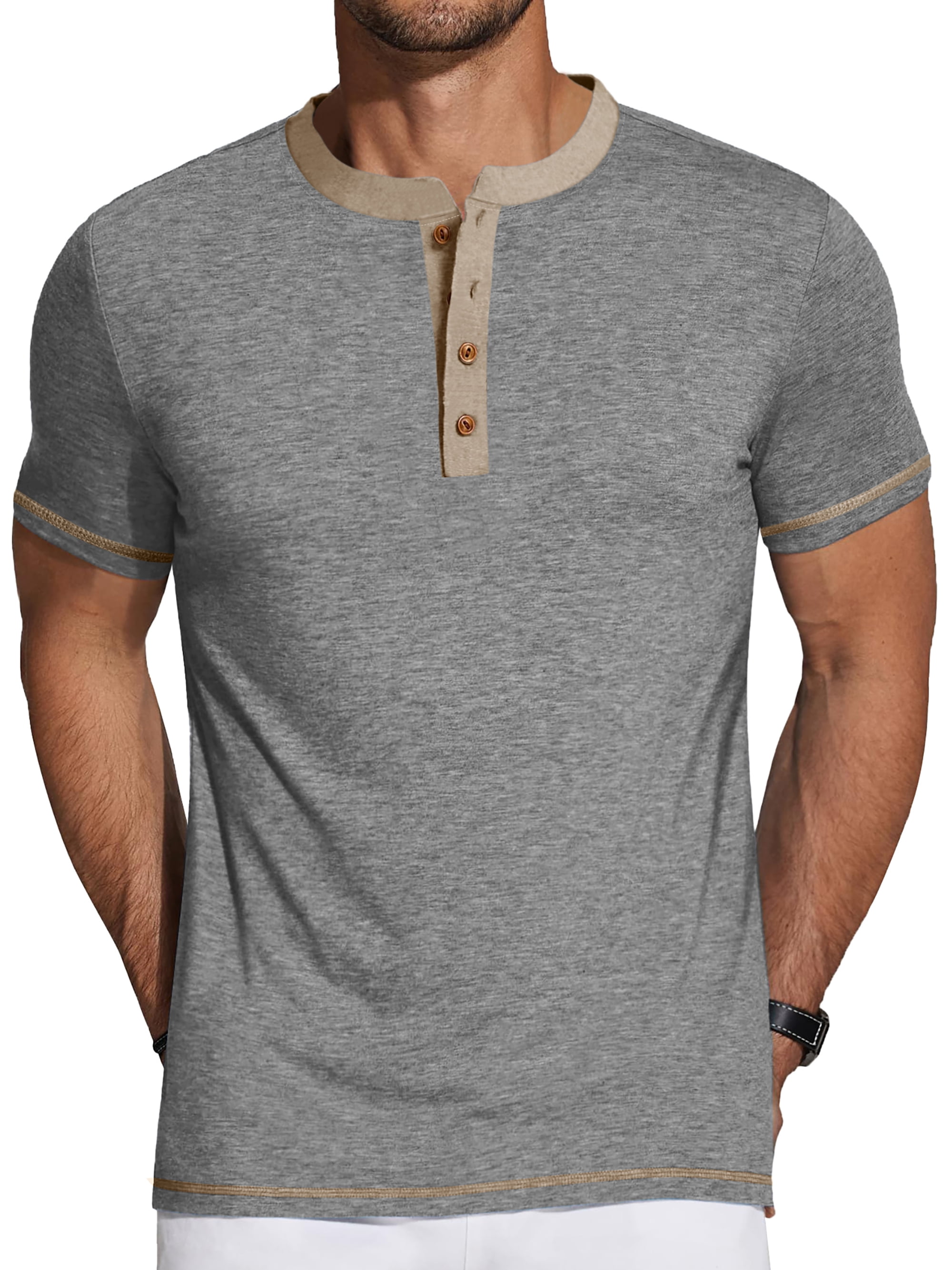 Gents Bliss Henley Men Shirts, Short Sleeve Crew Neck Color Block T ...