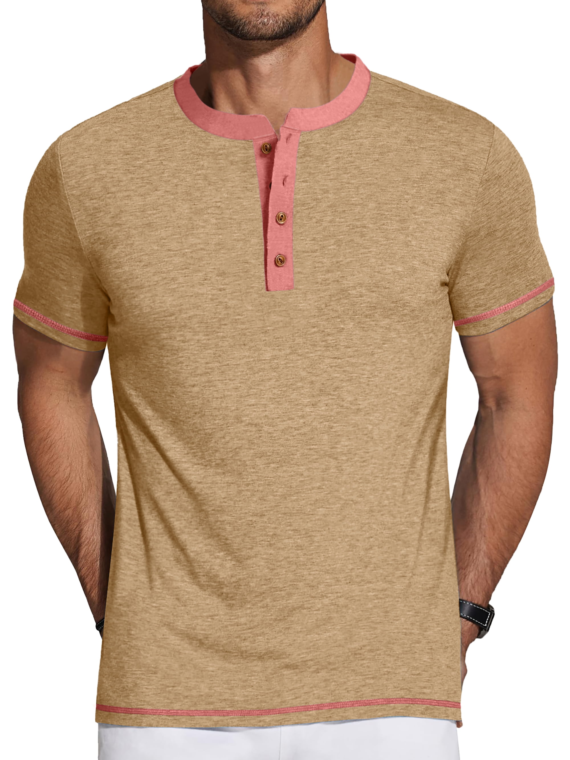 GENTS BLISS Henley Men Shirts Short Sleeve T shirts for Men Crew Neck ...