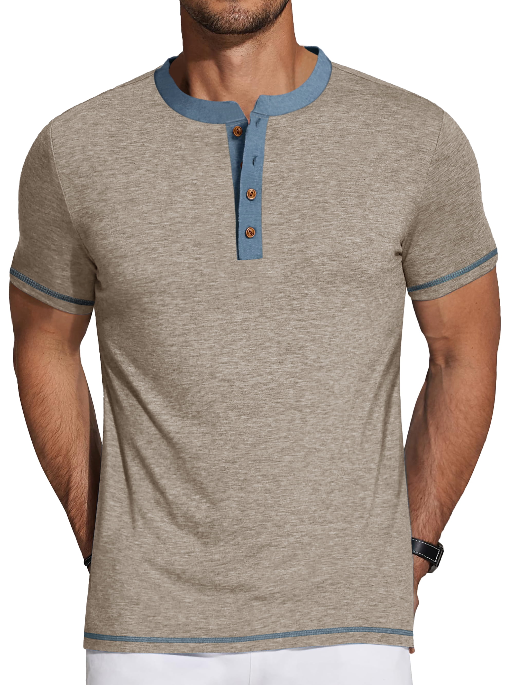 Gents Bliss Henley Men Shirts, Short Sleeve Crew Neck Casual ...