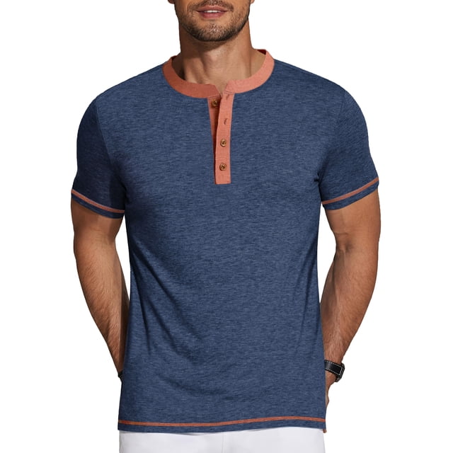 GENTS BLISS Henley Men Shirts Short Sleeve T-shirts for Men Crew Neck ...