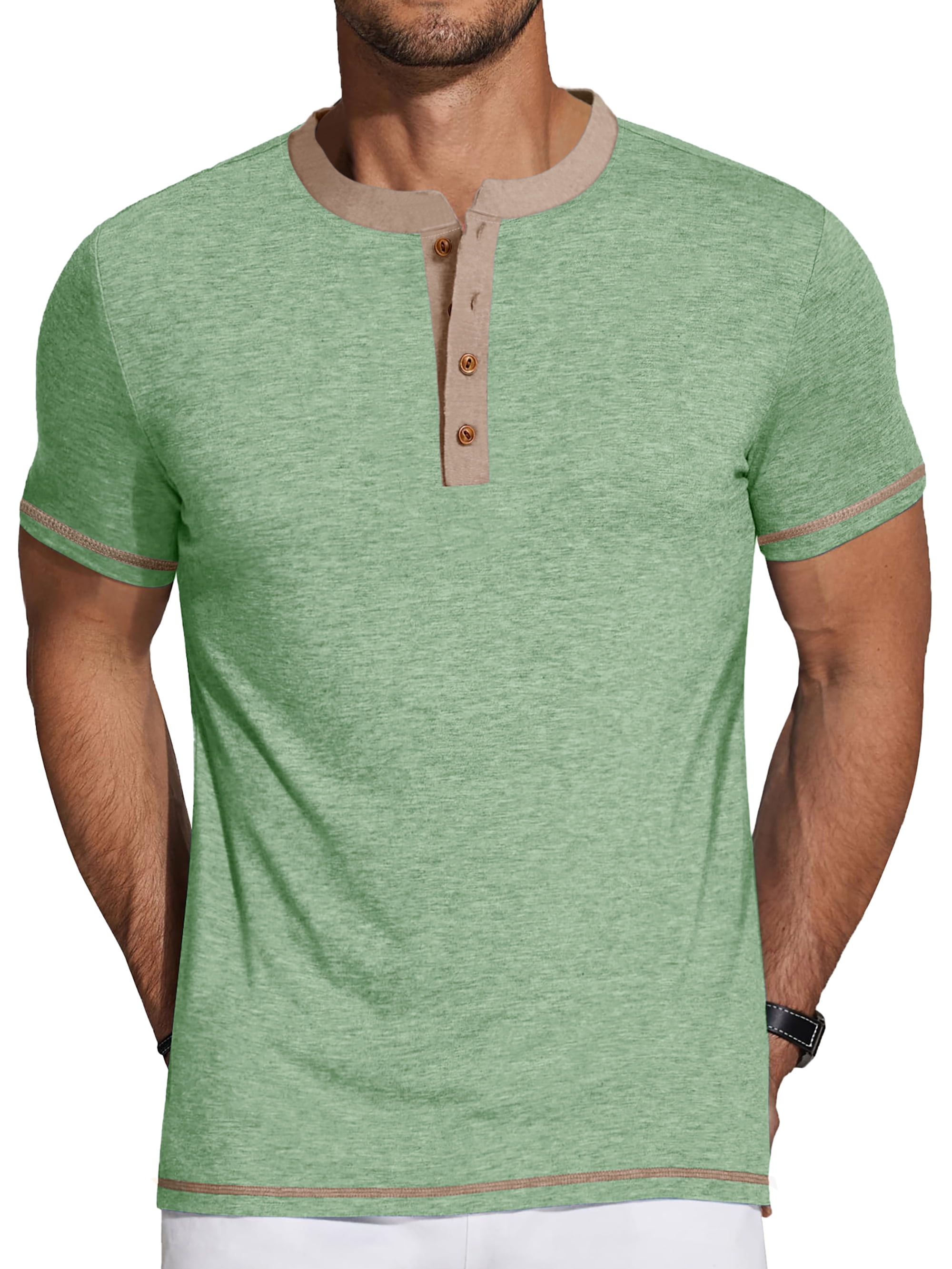 Gents Bliss Henley Men Shirts, Short Sleeve Crew Neck, Color Block ...