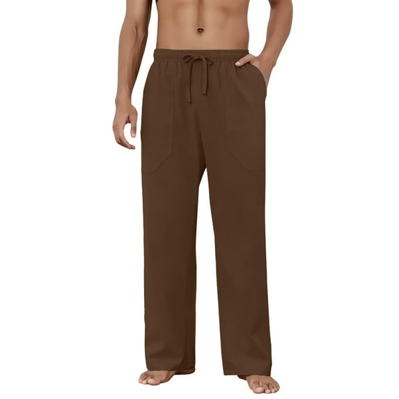 GENTS BLISS Linen Men Pants Elastic Waist Drawstring Pants for Men ...