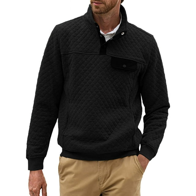 GENTS BLISS Long Sleeve Men Sweatshirts Quilted Stand Collar ...