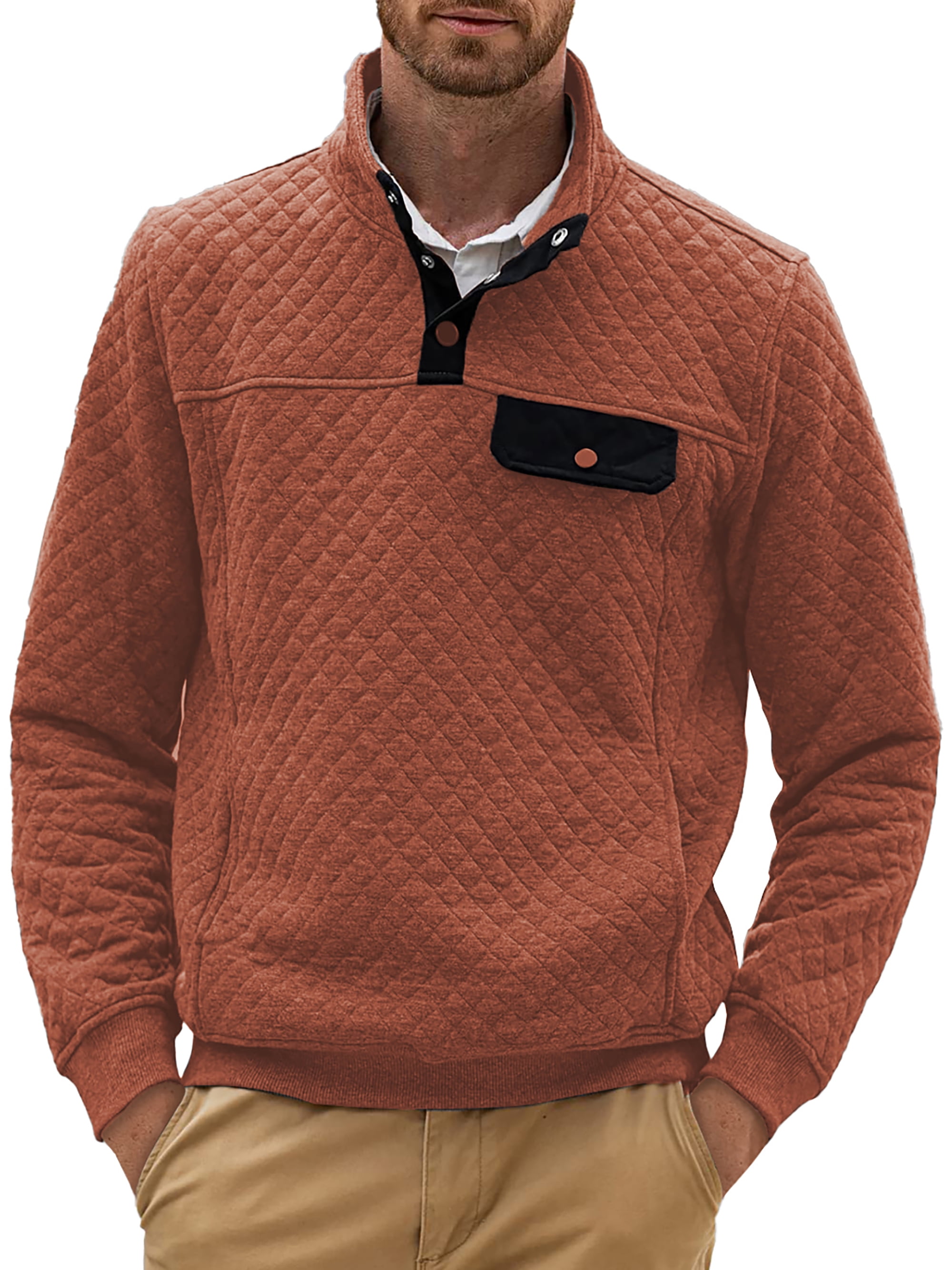 GENTS BLISS Long Sleeve Men Sweatshirts Quilted Stand Collar ...