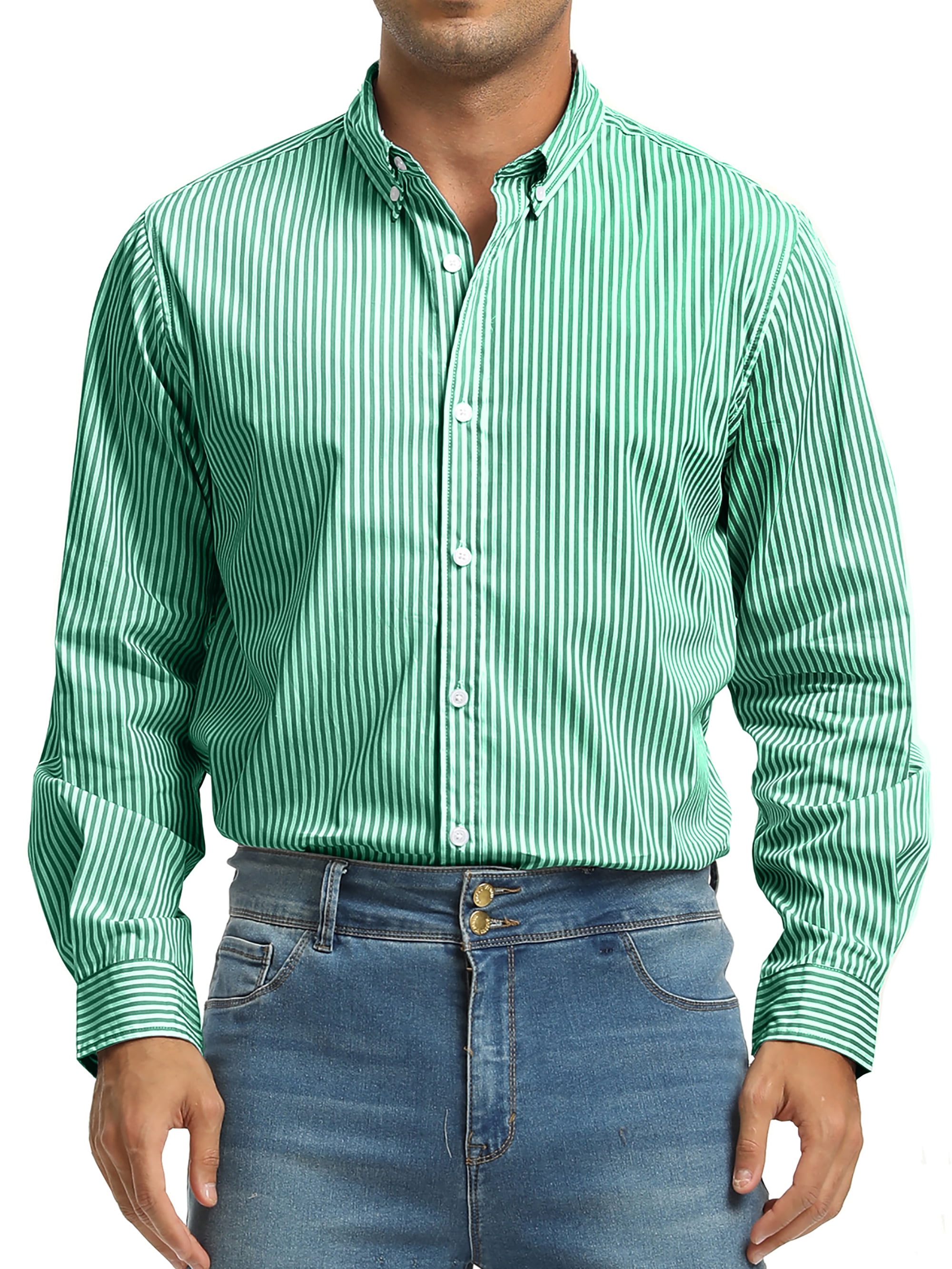 GENTS BLISS Men Dress Shirts Long Sleeve Stripe Shirts for Men Casual ...