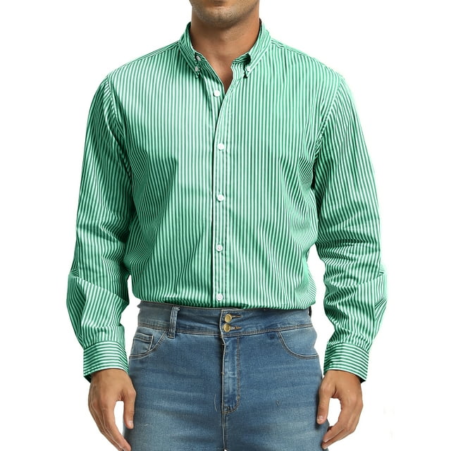 GENTS BLISS Men Dress Shirts Long Sleeve Stripe Shirts for Men Casual ...