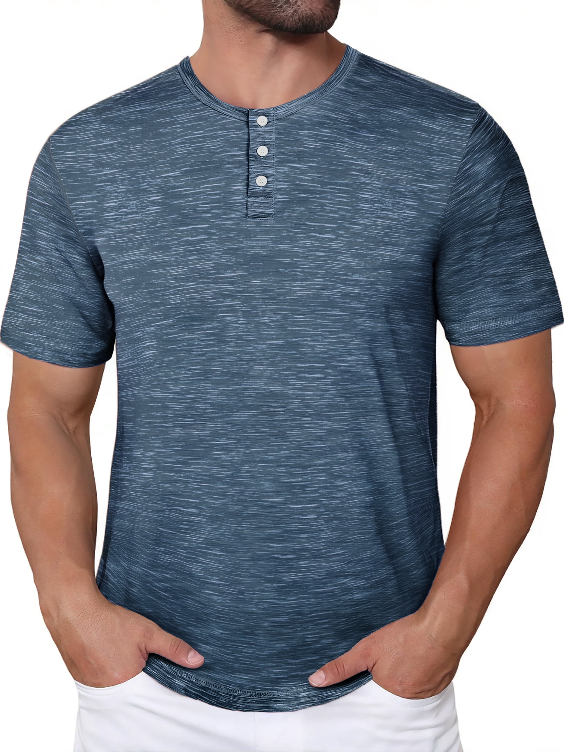 GENTS BLISS Short Sleeve Henley Men Shirts Crew Neck T shirts for Men ...