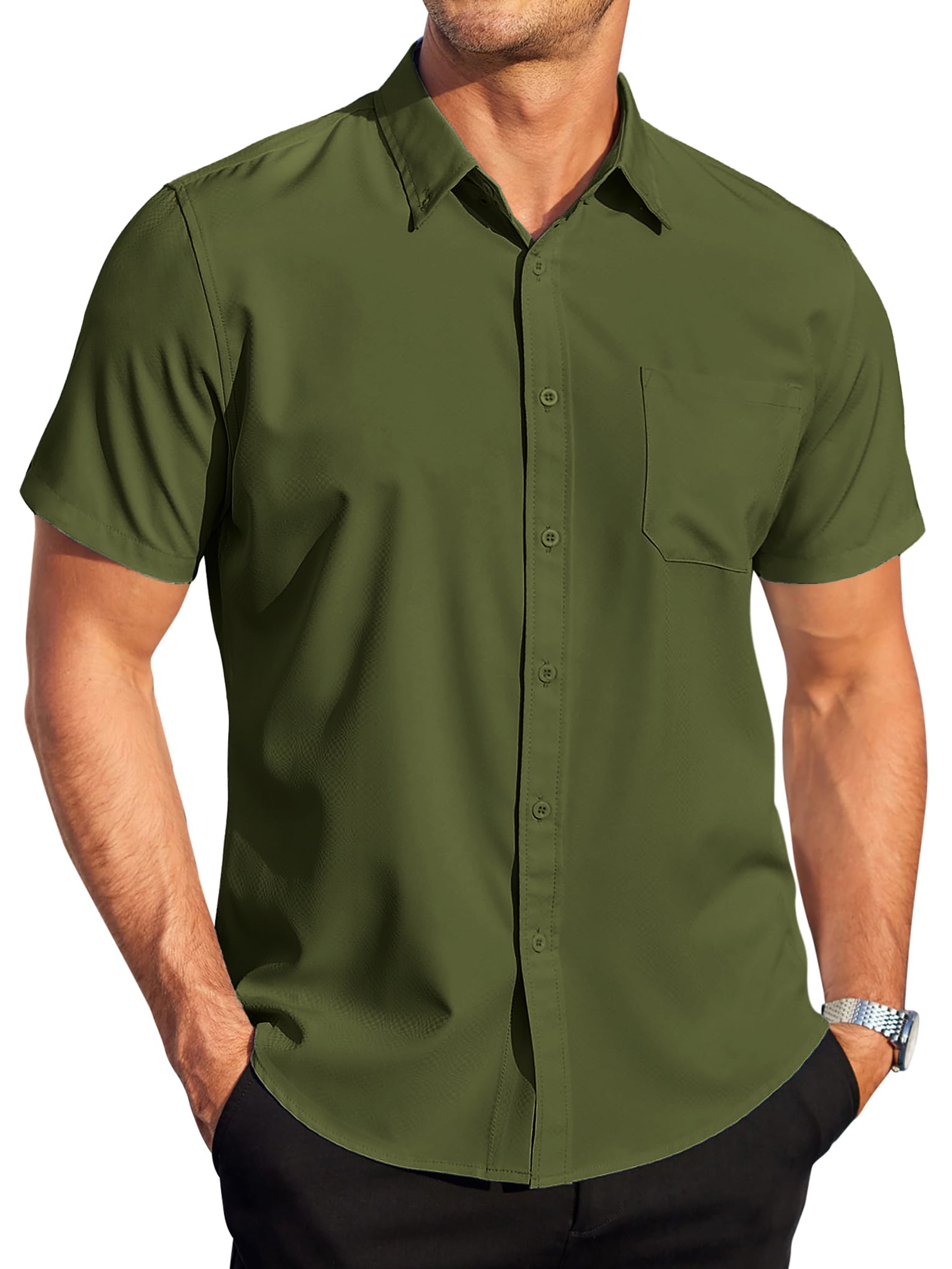 GENTS BLISS Short Sleeve Mens Dress Shirts Casual Solid Shirts for Men ...