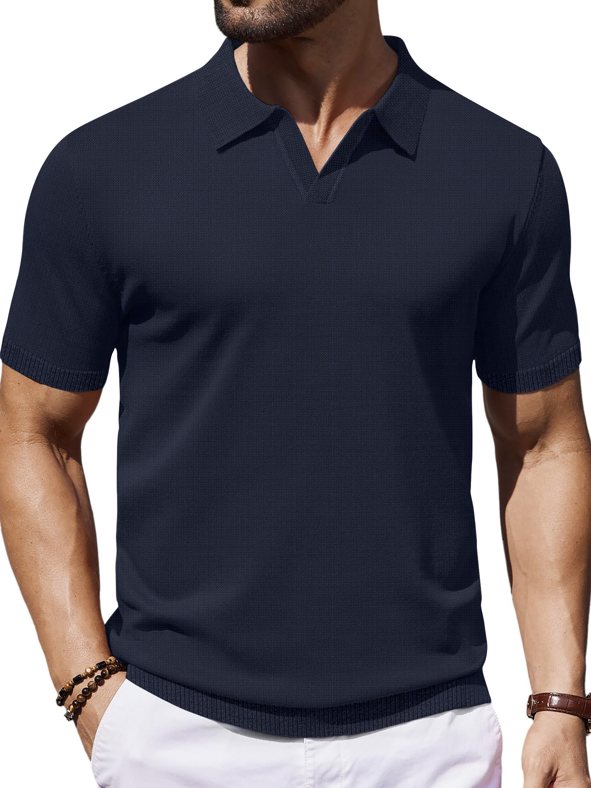 GENTS BLISS V Neck Men Polo Shirts Short Sleeve Knit T shirts for Men ...