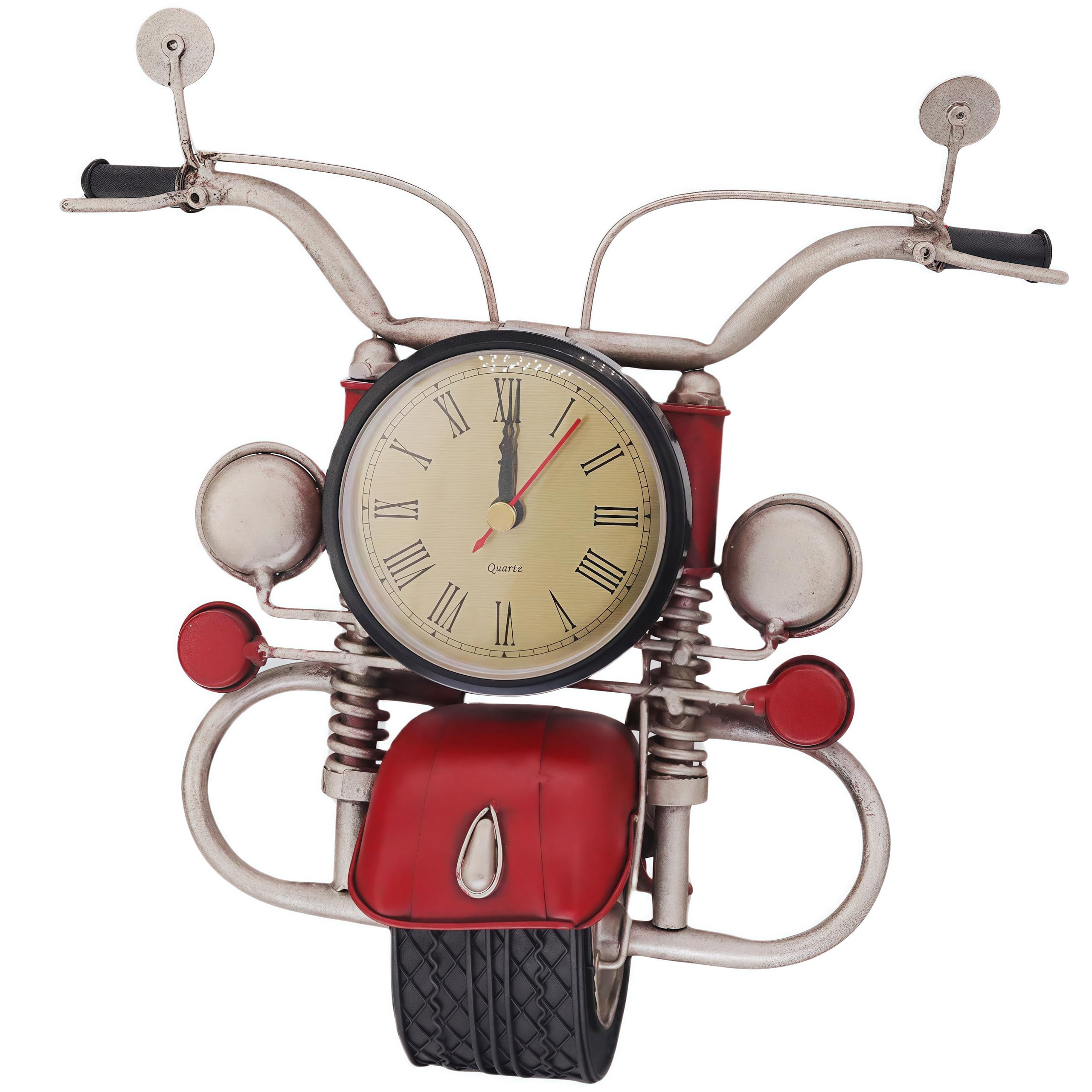 GENUINQ Retro Motorcycle Desk Stand Clock Art Metal Realistic Hand ...