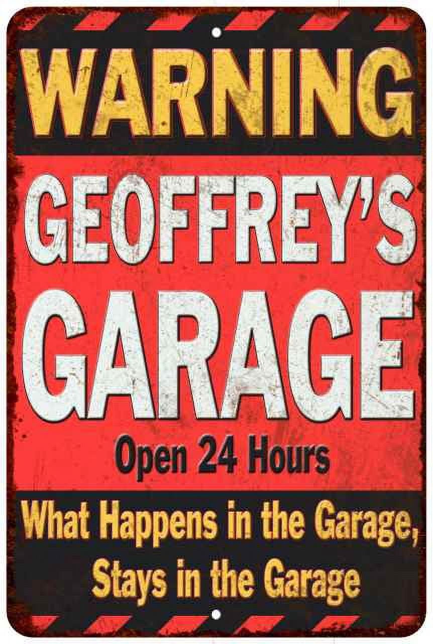 GEOFFREY'S Garage Warning Man Cave Wall Decor 8 x 12 High Gloss Metal ...