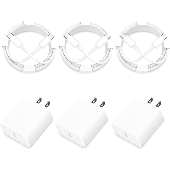 GEONAV iPhone 16 Fast Charger, 3Pack PD 20W USB-C Power Adapter USB-C ...