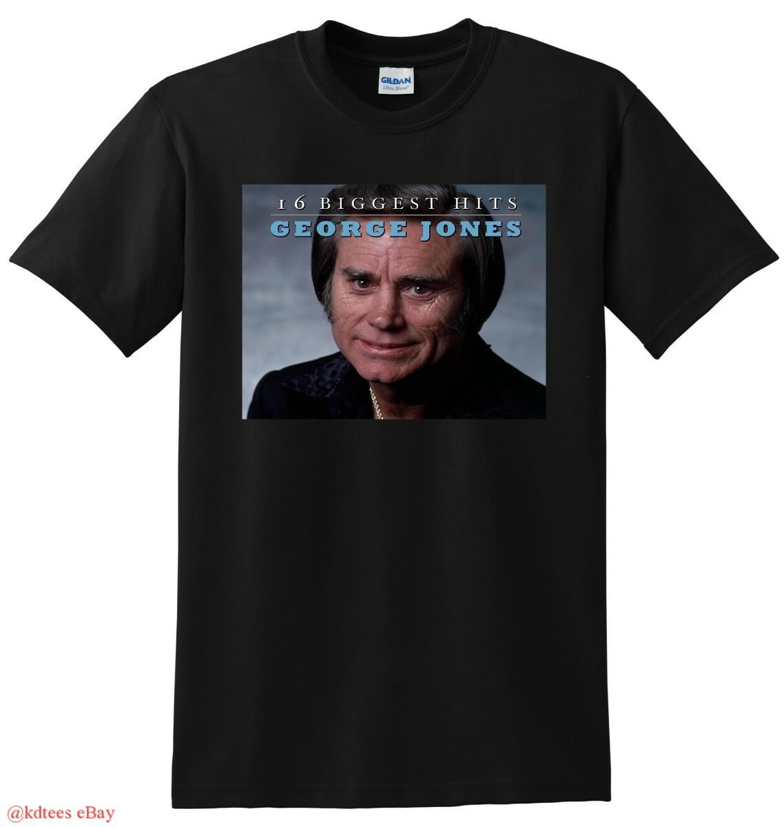 GEORGE JONES T SHIRT 16 biggest hits vinyl cd cover SMALL MEDIUM LARGE ...
