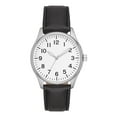 GEORGE Men's Watch: Silvertone Case, White Easy Read Dial, Black Vegan ...