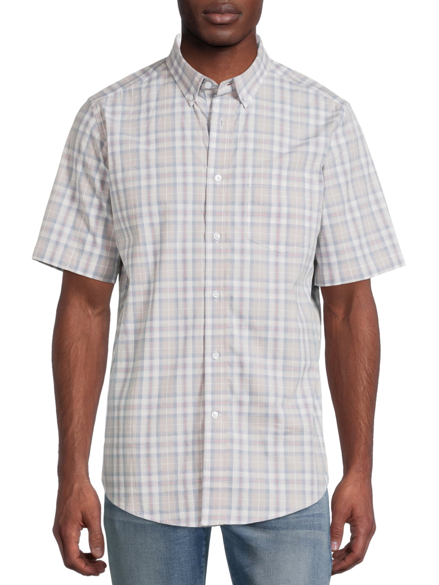 GEORGE Short Sleeve Regular Button-Up Shirt (Men's), 1 Pack - Walmart.com