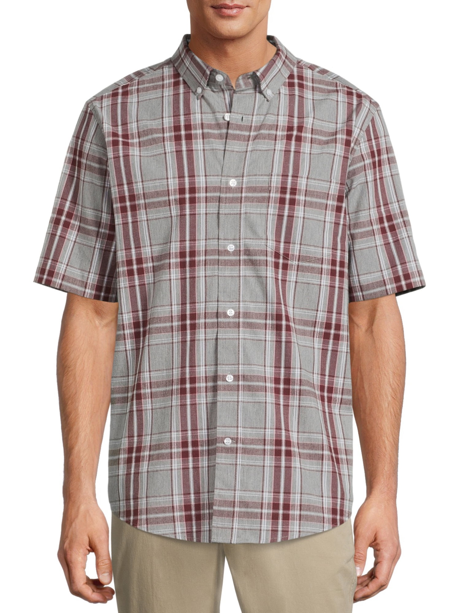 GEORGE Short Sleeve Regular Button-Up Shirt (Men's), 1 Pack - Walmart.com