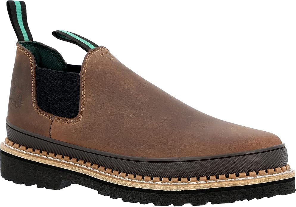 GEORGIA MEN'S ROMEO SLIP ON WORK BOOTS FULL GRAIN LEATHER DARK sz 11.5 ...