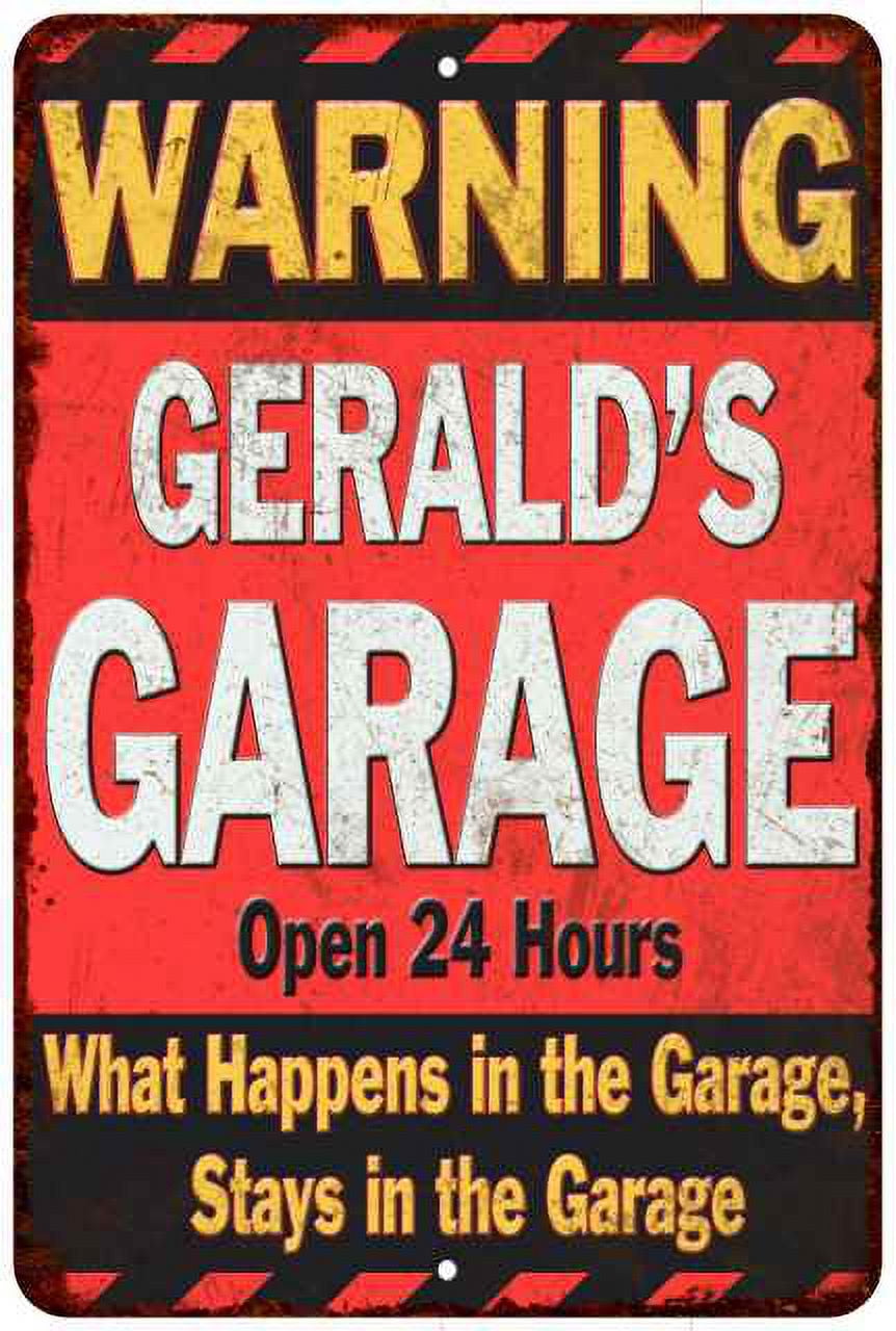 GERALD'S Garage Warning Man Cave Wall Decor 12x18 Metal Sign ...