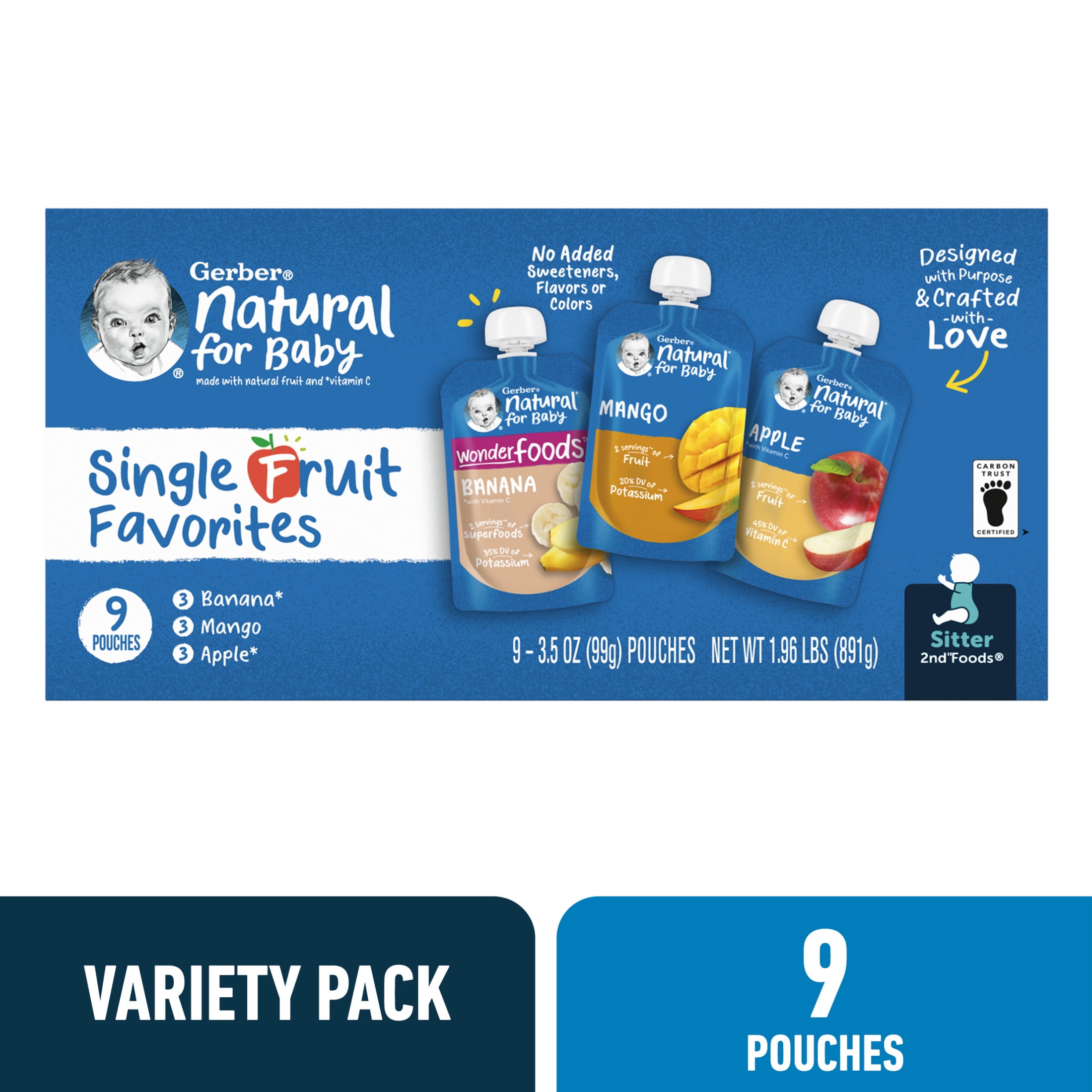 Gerber 2nd Foods Baby Food, Single Fruit Favorites Multipack, 3.5 Oz ...