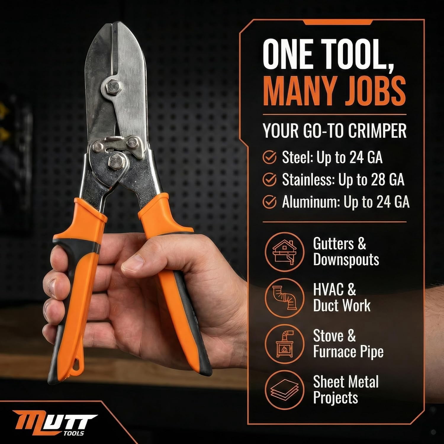 GEREMF-Mutt Tools 5 Blade Sheet Metal Crimper Tool with Ergonomic Grip ...