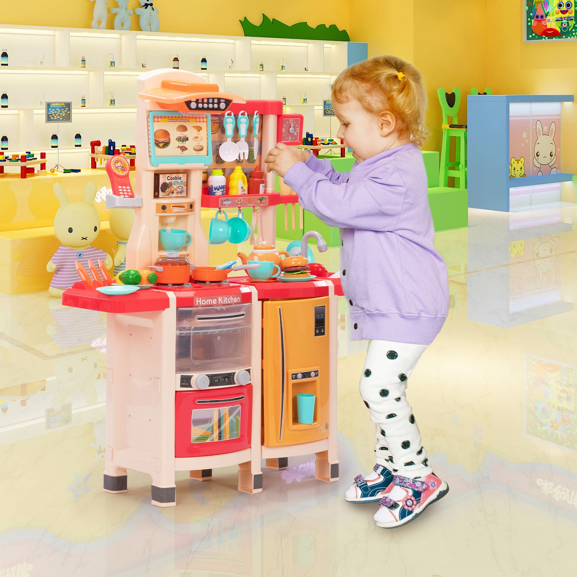 GERI Kids Kitchen Play Set with Lights, Sounds, Sink & Water Spray, 65 ...