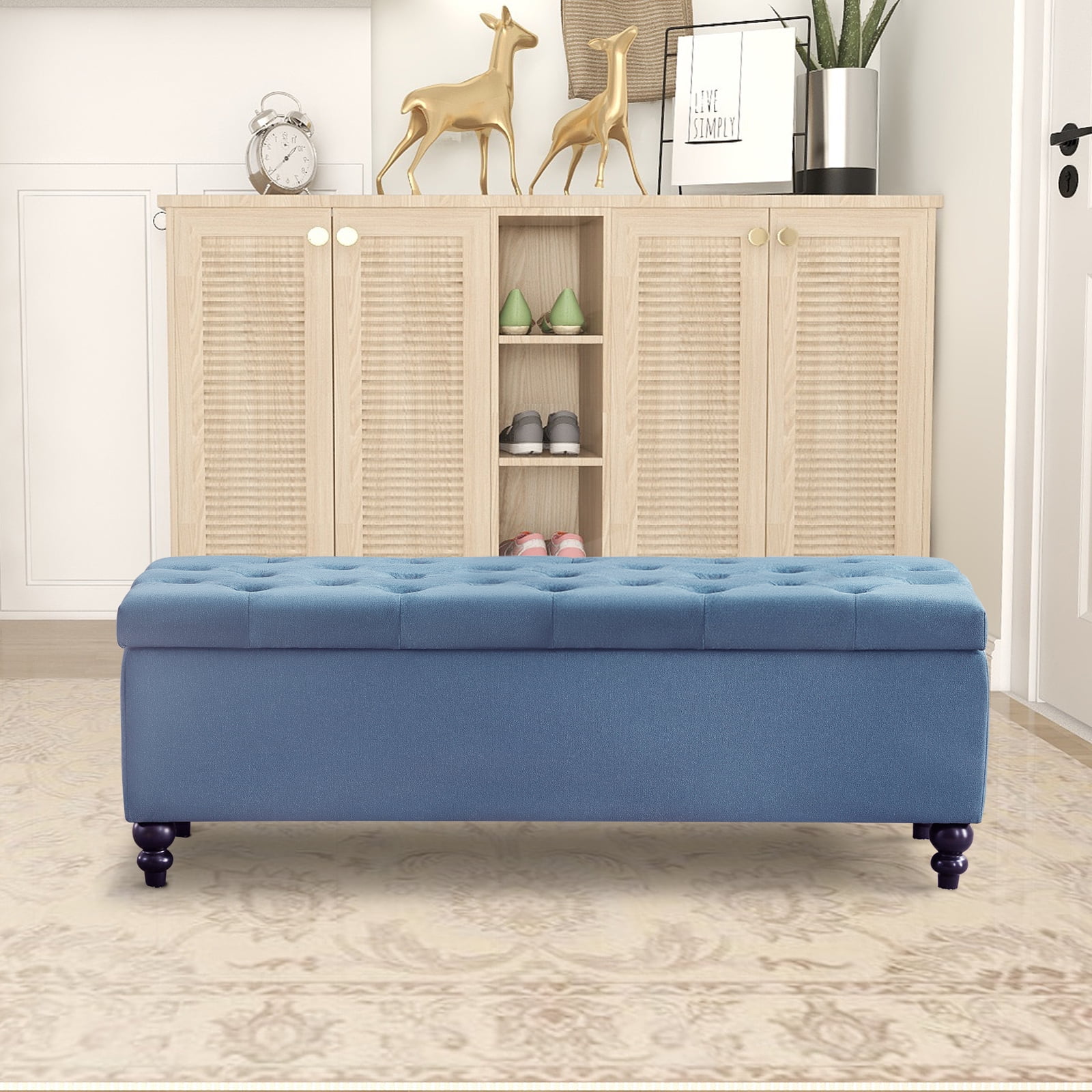 GERICCO 50.2 Inches Ottoman with Storage, Button-Tufted Bench, Safety ...