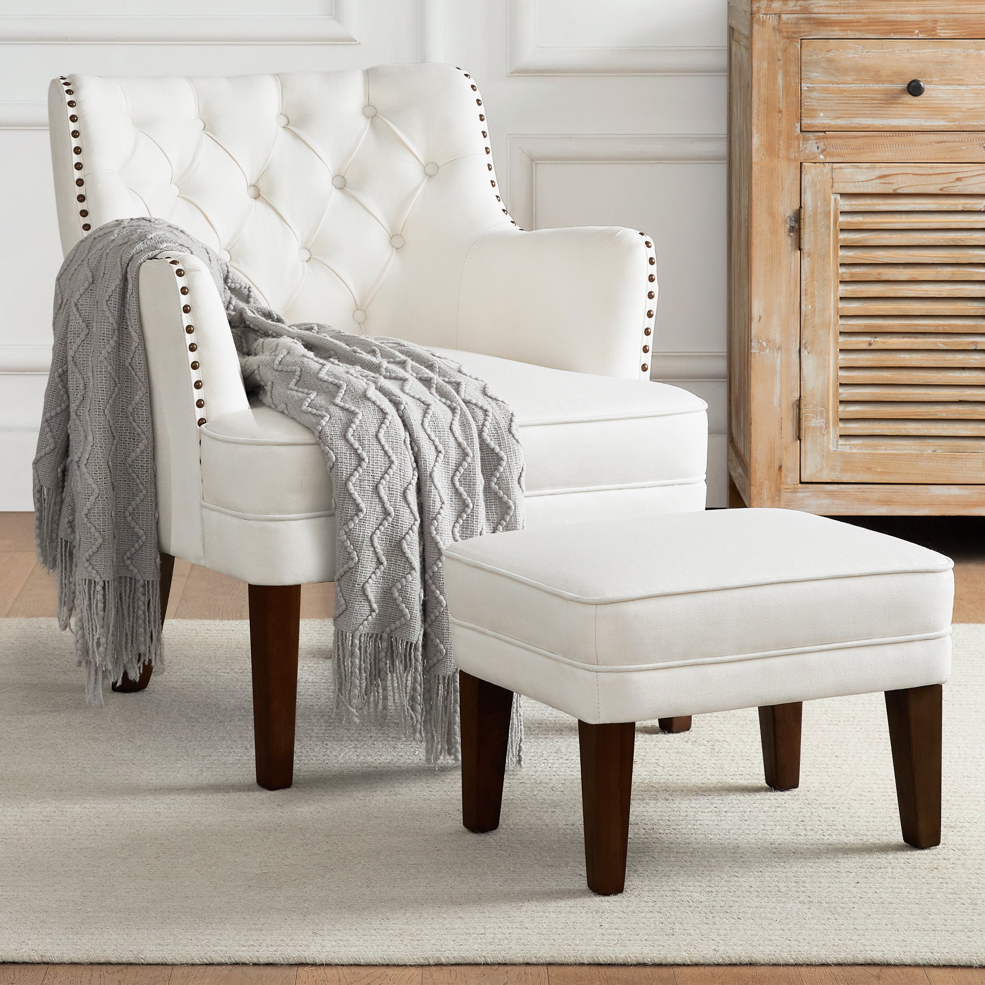 GERICCO Oversized Accent Chair with Ottoman, Comfy Reading Chair ...